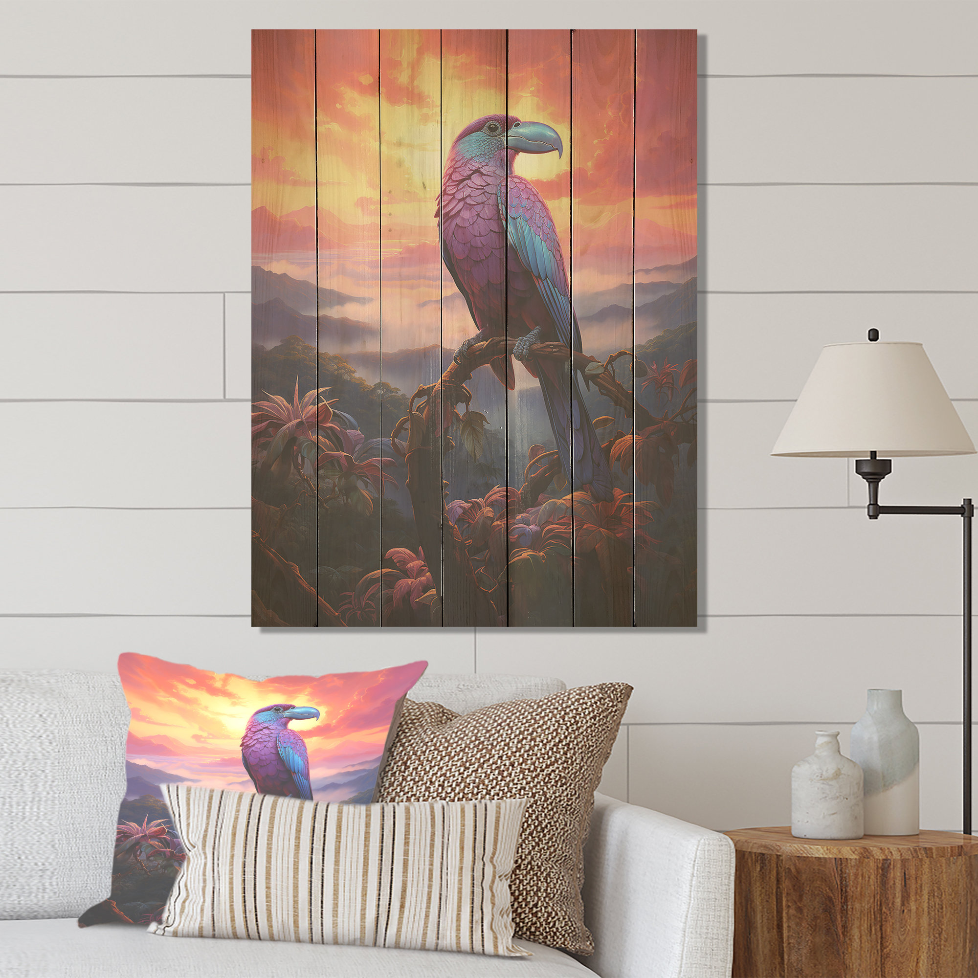 Bay Isle Home™ Pink And Yellow Tropical Toucan Jungle Sunset - Toucan ...