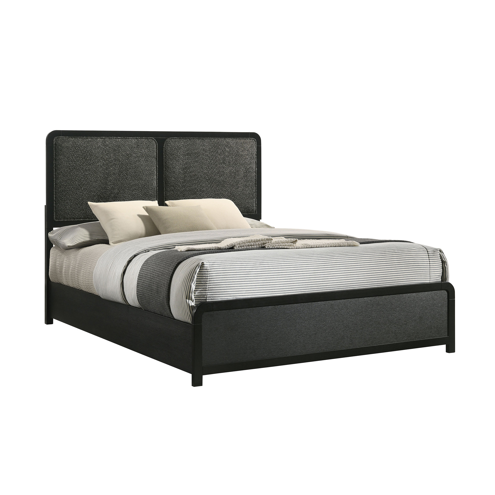 Latitude Run® Upholstered Bed With Rounded Corner Headboard In Black ...