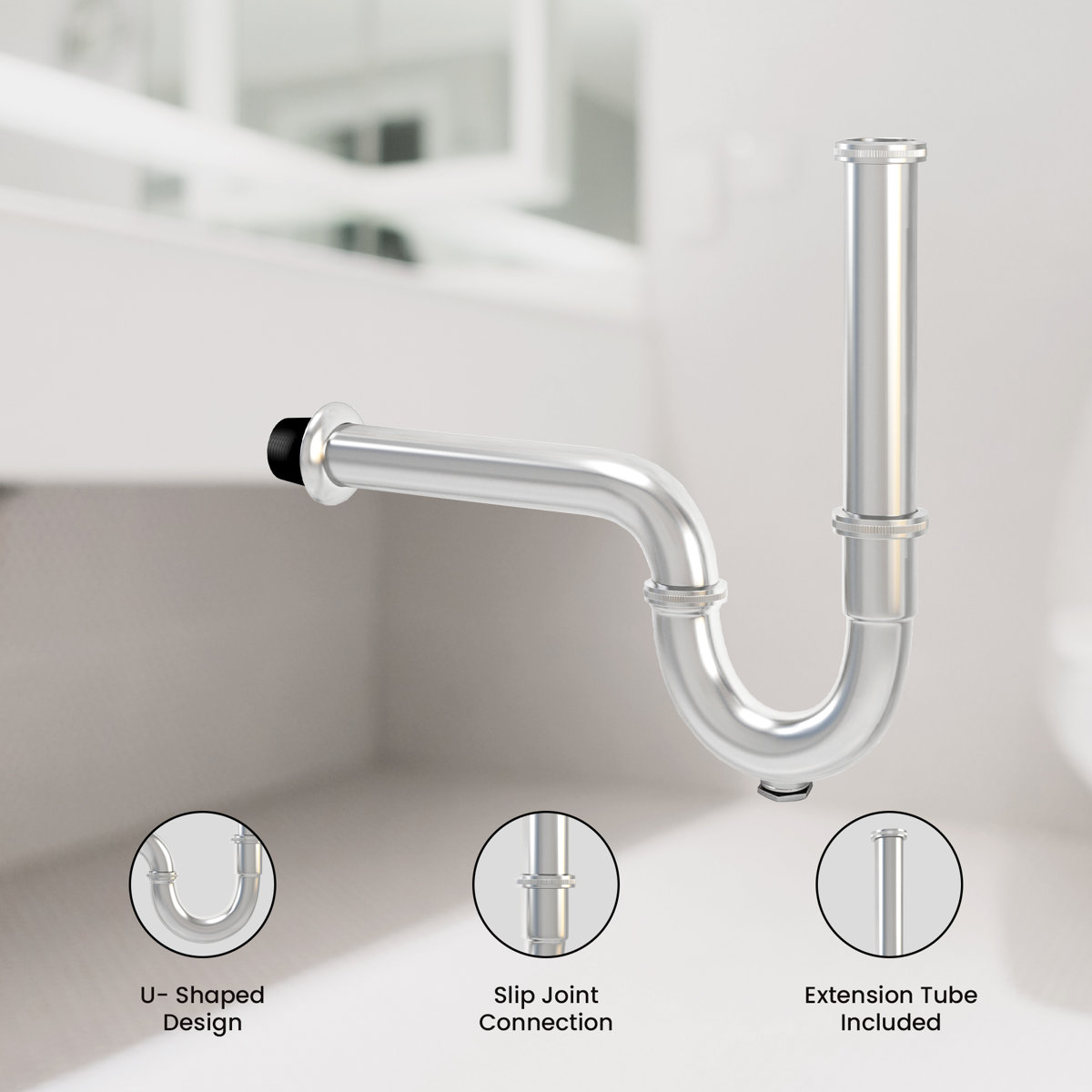 Ayna Decors Brass P Trap, 1 1/4 Bathroom Basin Waste Trap Drain Kit ...