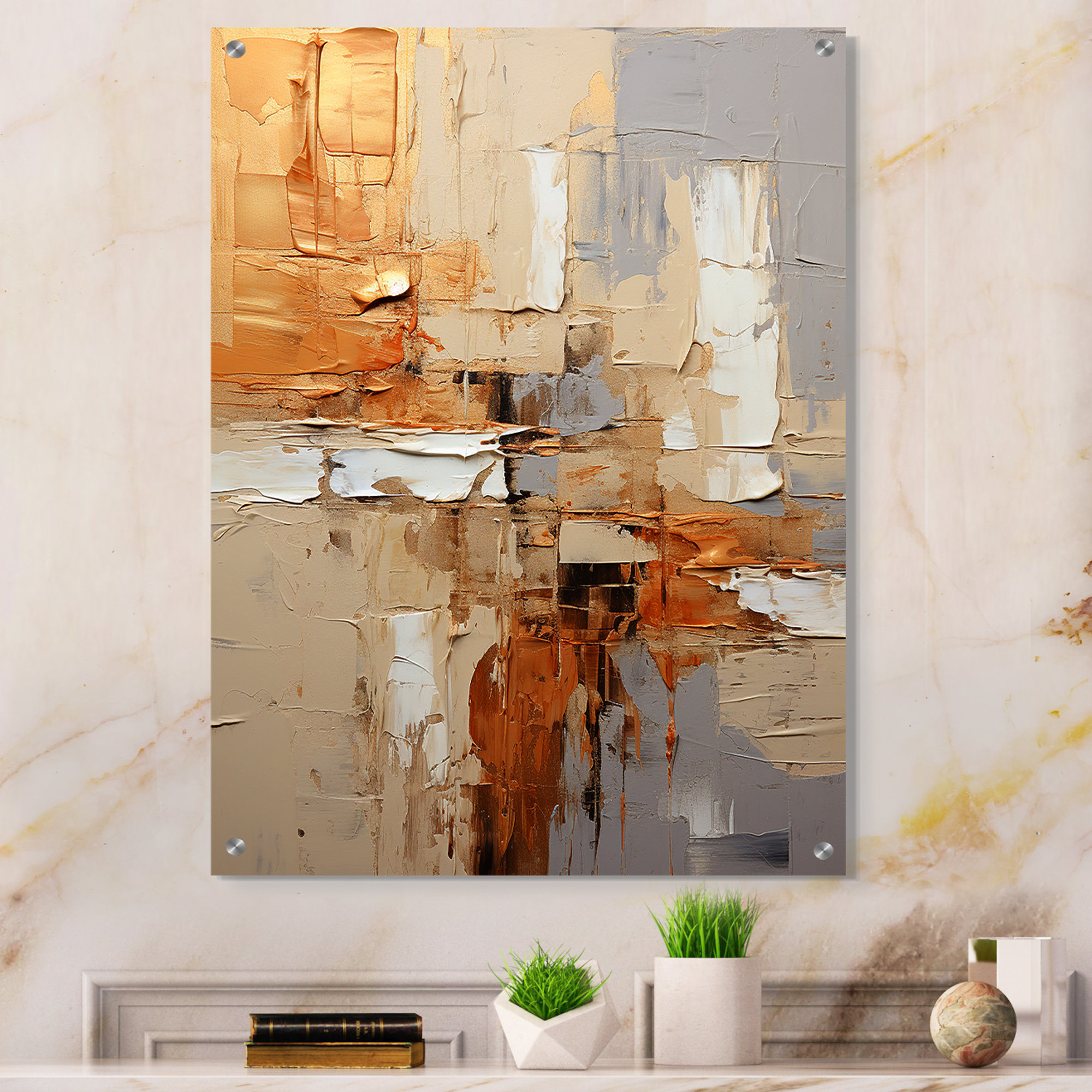 Ivy Bronx Beige Grey Geometric Collage II - Abstract Collages Acrylic ...