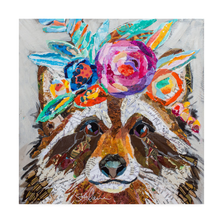 Winston Porter " Raccoon Floral " by Elizabeth St. Hilaire on Canvas ...