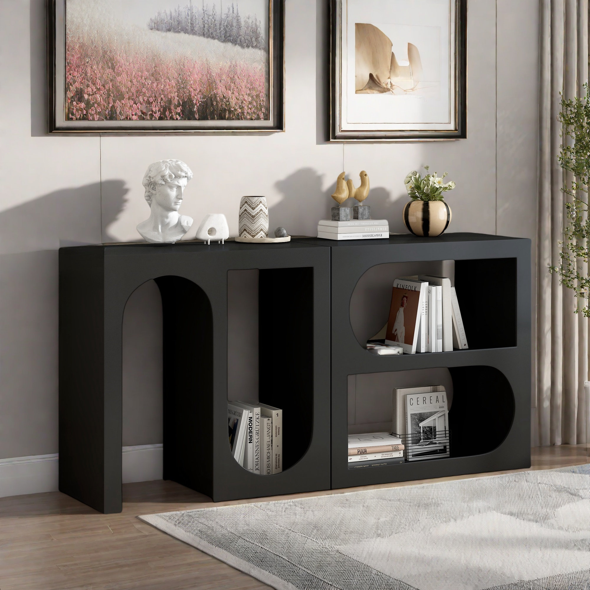 Latitude Run® Modular Console Table With Rectangular Exterior And ...