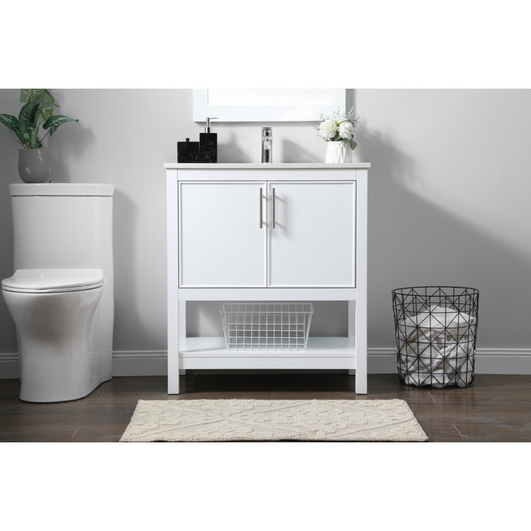 Wade Logan® Everett 30'' Single Bathroom Vanity with Engineered Marble ...