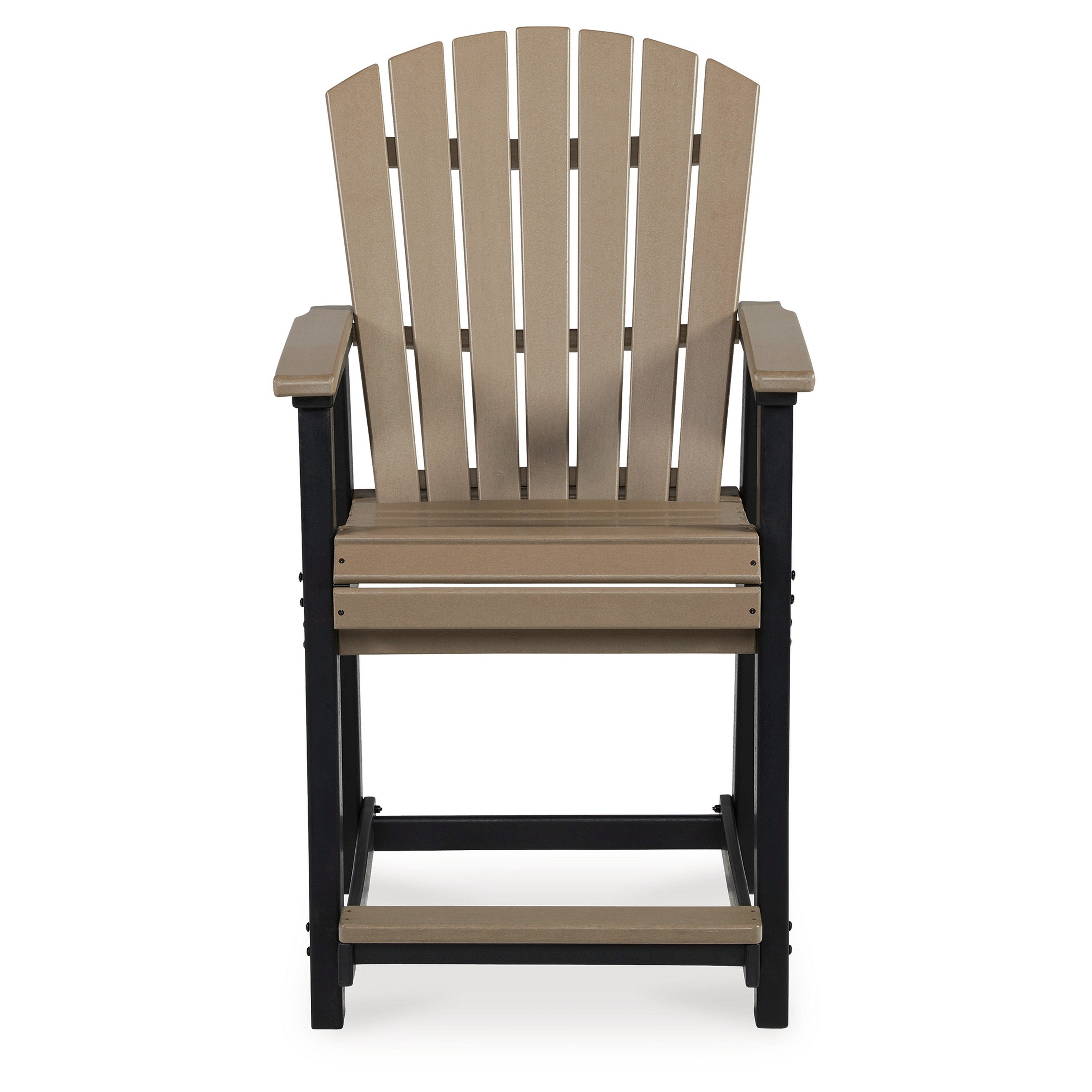 Benjara Ashi Outdoor Bar Height Chair Set Of 2, Black, Brown Slatted ...