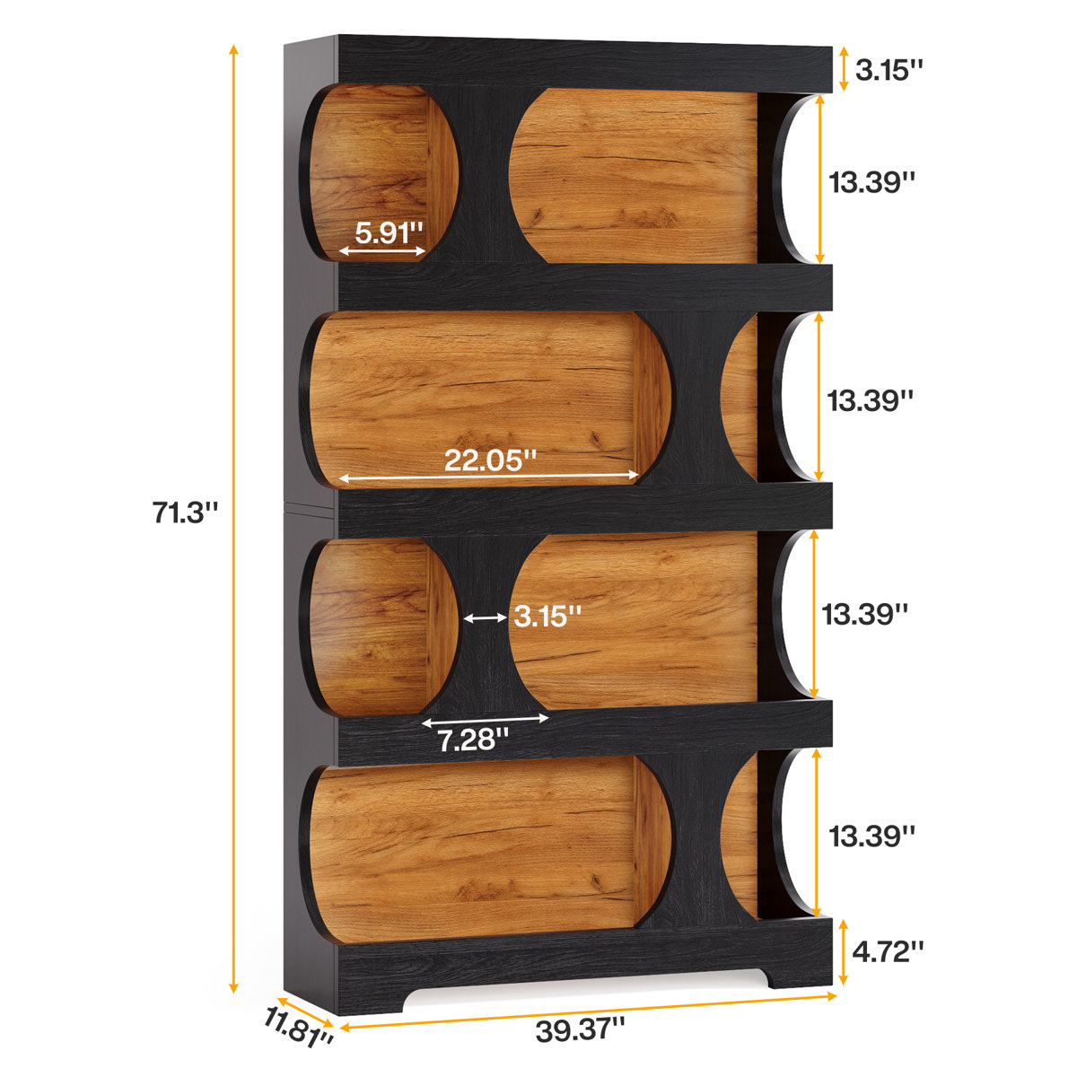 Latitude Run® 71" Tall Bookcase, 4-Tier S-Shaped Bookshelf & Reviews ...