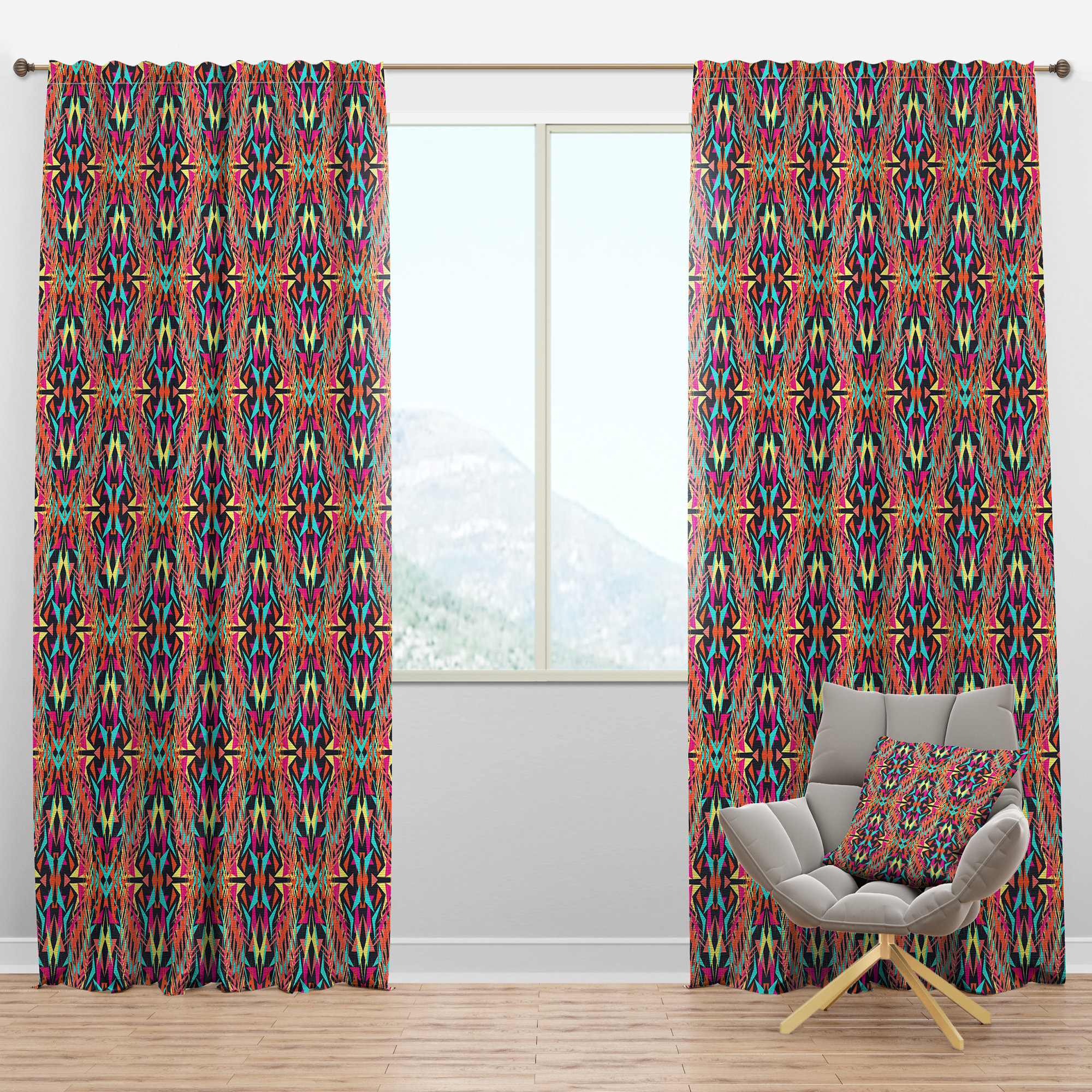 Design Art Electro Boho Color Trend - Abstract Curtain - Velvet Room ...