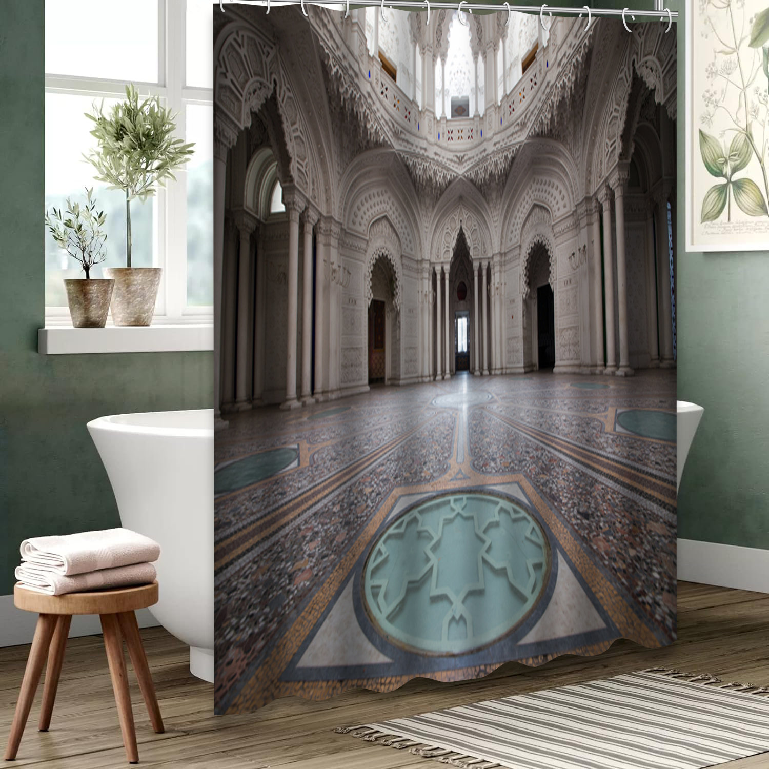 East Urban Home Rainbow White Waterproof Shower Curtain,Castle Tuscany ...