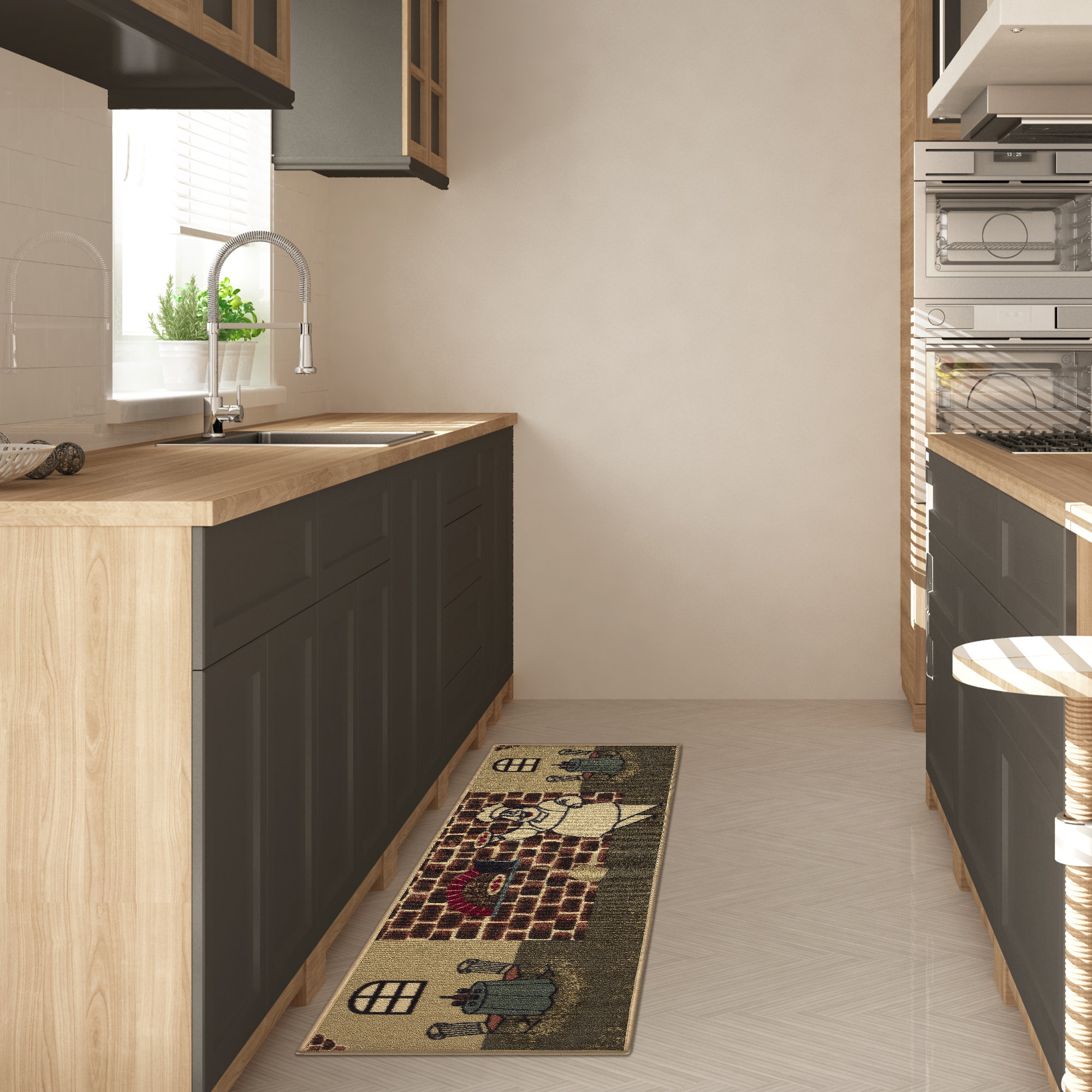 Ottomanson Authentic Machine Washable Non-Slip Rubberback Chef Kitchen ...