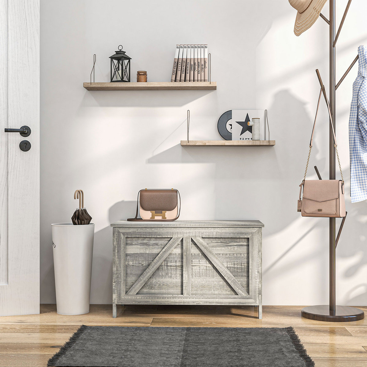 Gracie Oaks 30" Farmhouse Storage Chest, Lift Top Box Organizer With ...