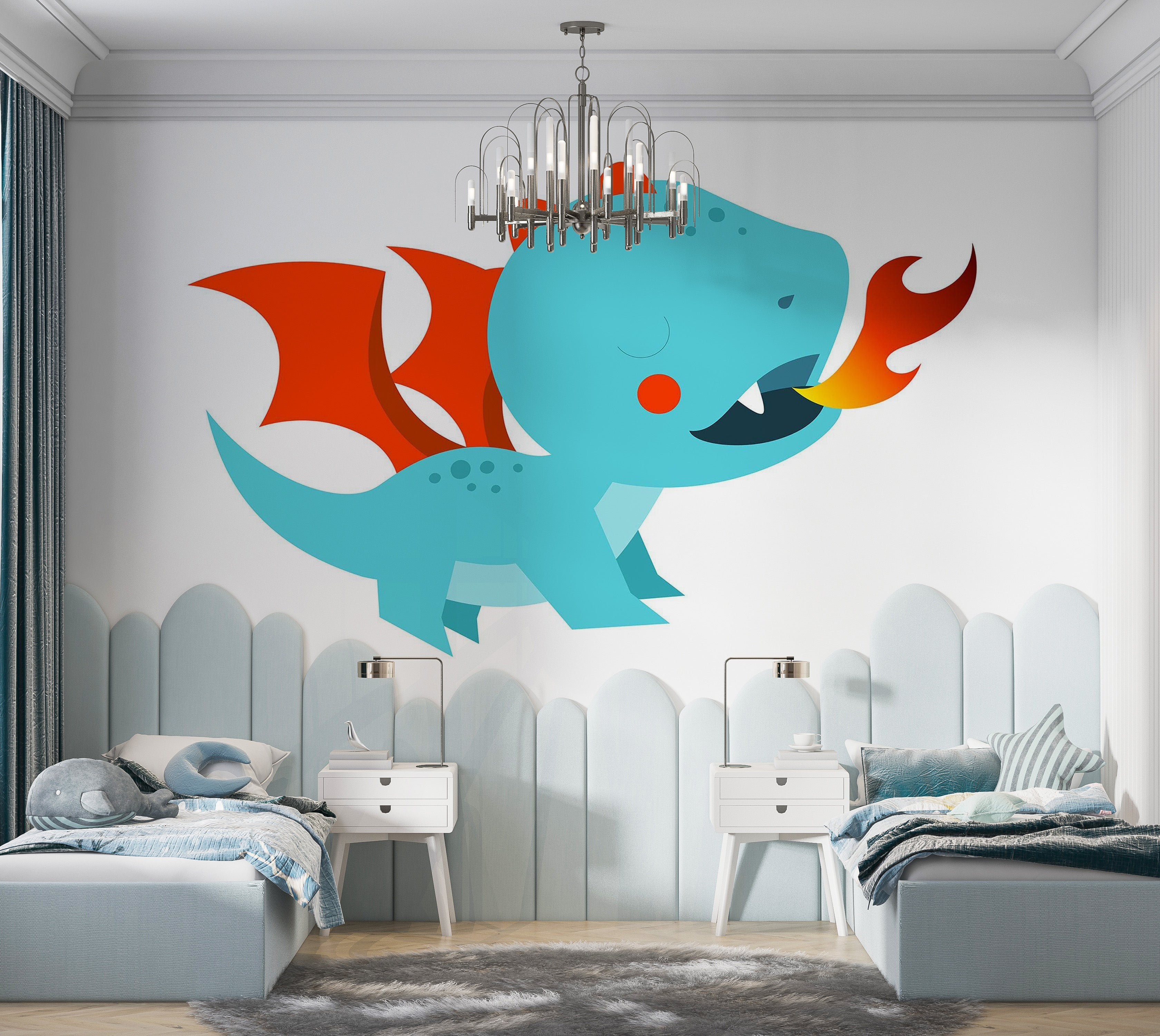 Trinx Premium Peel & Stick Wall Mural - Dragon Cartoon | Wayfair