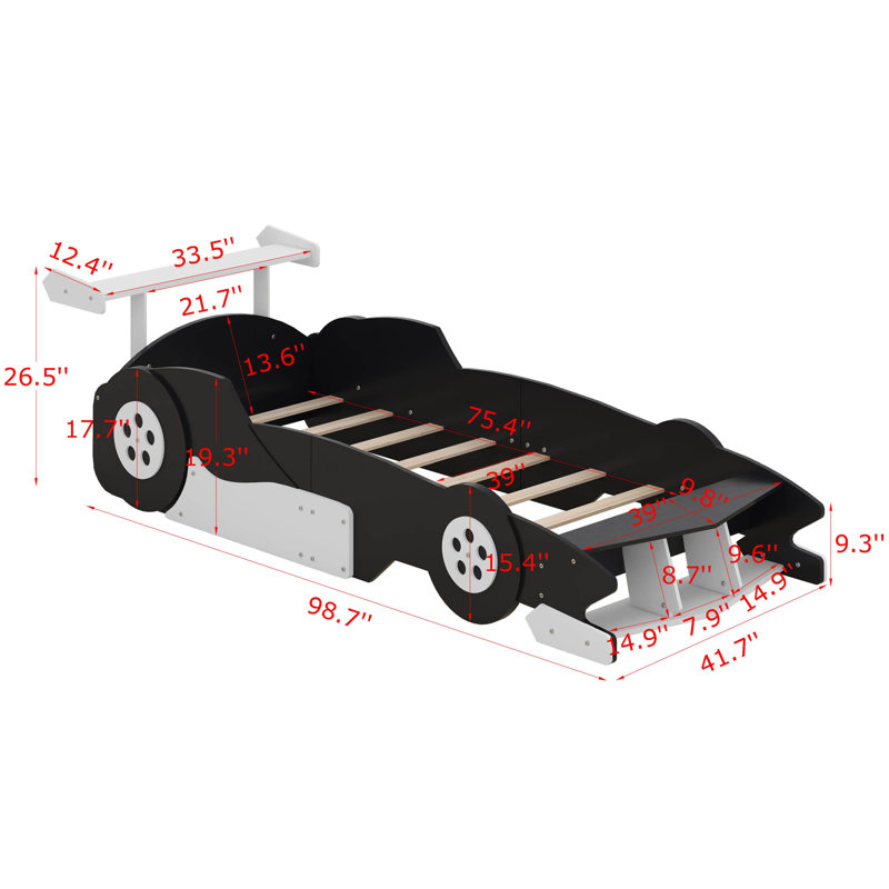 Youzi Unfinished Race Car-Shaped Platform Bed with Wheels | Wayfair