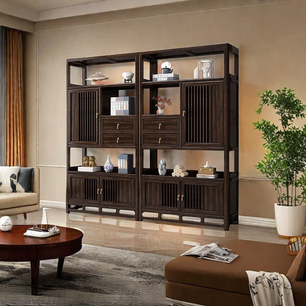 Parttlion New Chinese style solid wood bookcase tea room | Wayfair