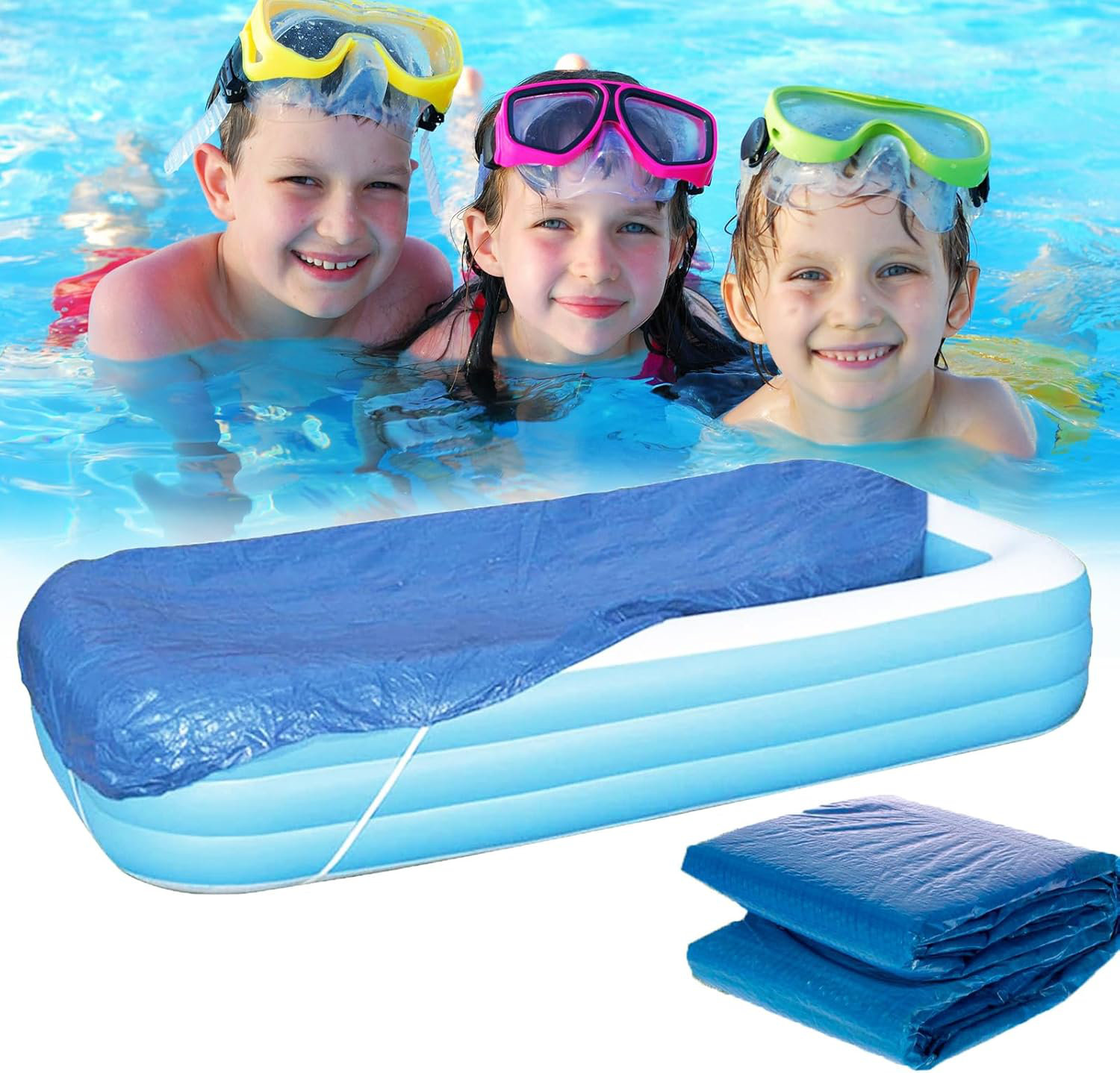 LinsCraft 3 Rings Kiddie Pool For Toddler, 48”X12”,Kids Swimming Pool ...