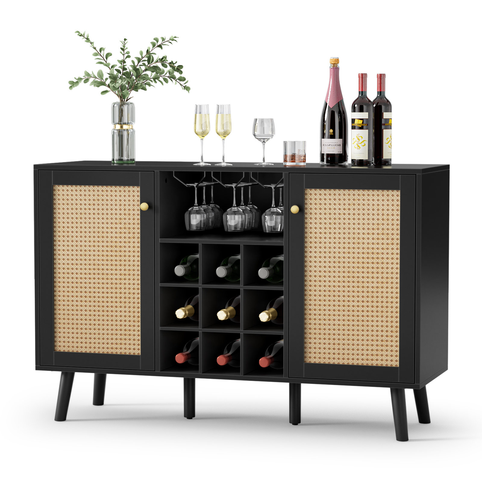 Bay Isle Home™ 47.2'' Wine Bar Cabinet with Wine Rack & Reviews | Wayfair