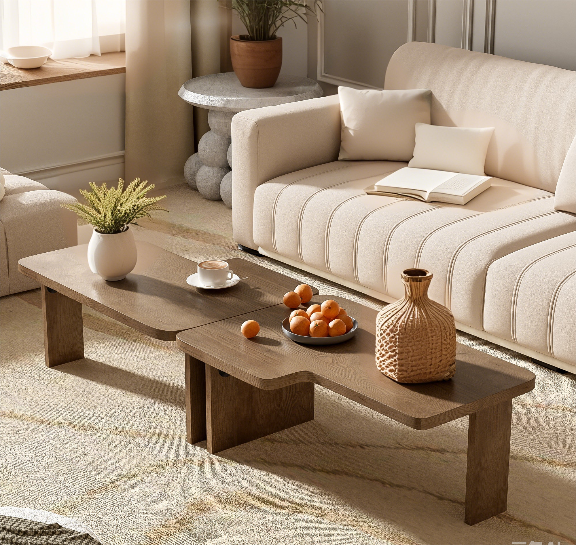 Latitude Run® Modern Minimalist Coffee Table Set With Splicing Design ...