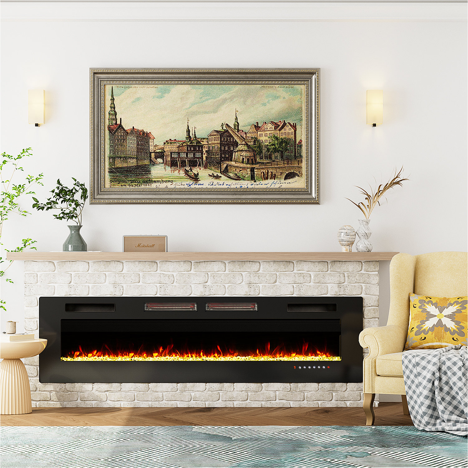 Symple Stuff Foyer électrique de 68 po, radiateur électrique encastré ...