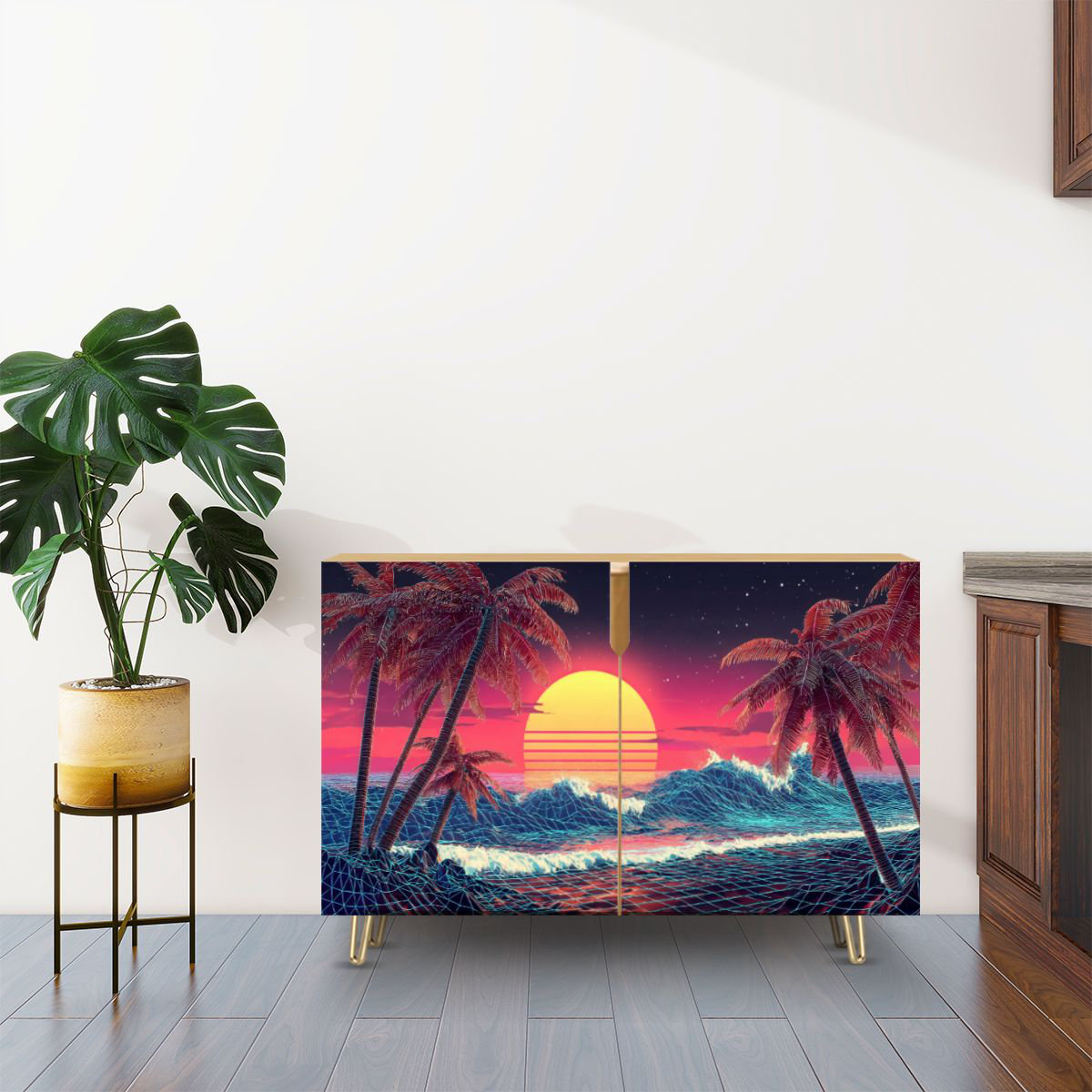 Bay Isle Home™ Sideboard Buffet Cabinet with Storage Beach Waves ...