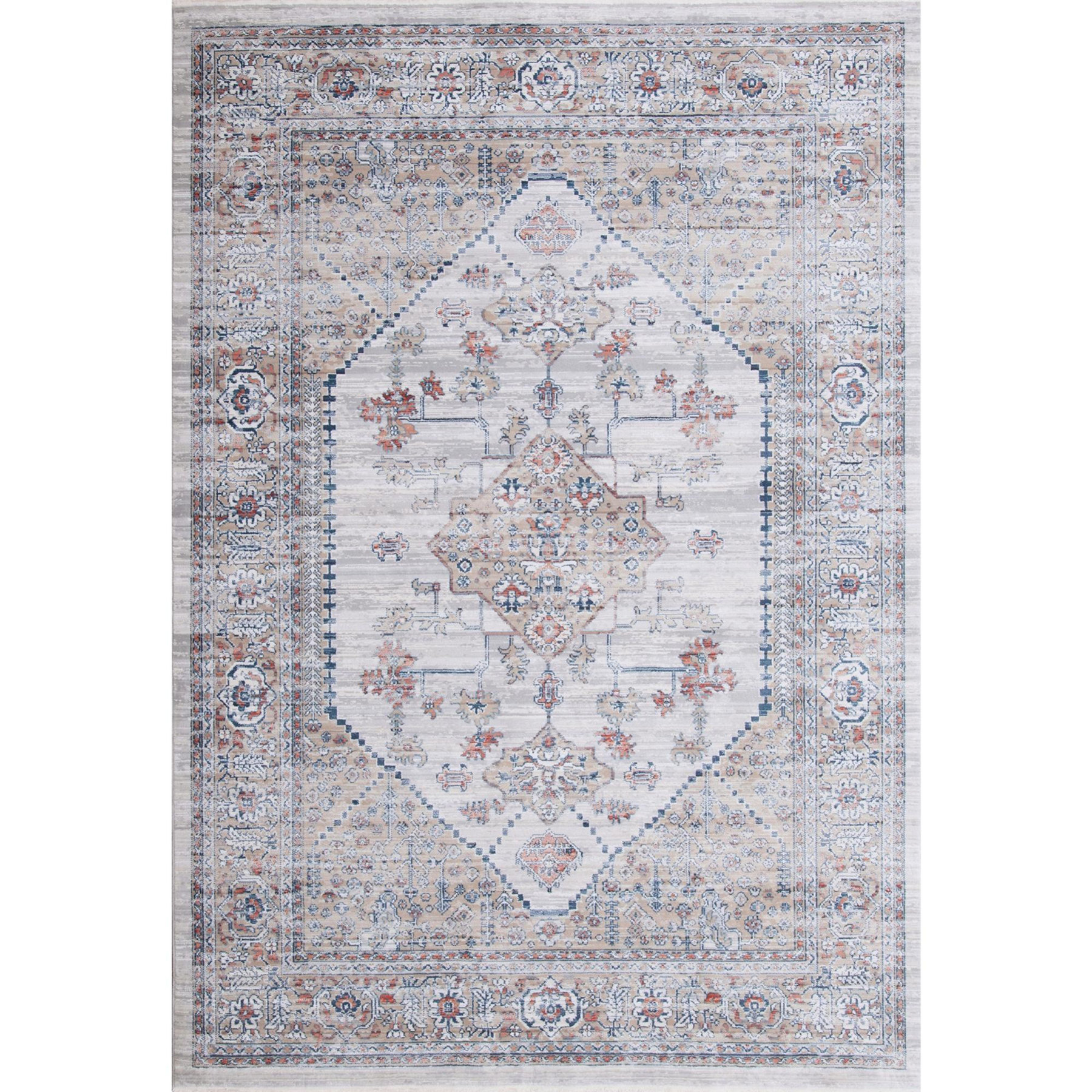 Bungalow Rose Micha Natural/Blue/Rust Area Rug | Wayfair