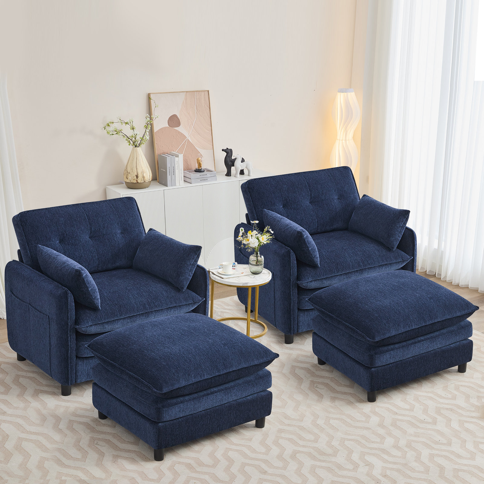 Latitude Run® Bozkov 41''W Upholstered Chenille Fabric Oversized Chair ...