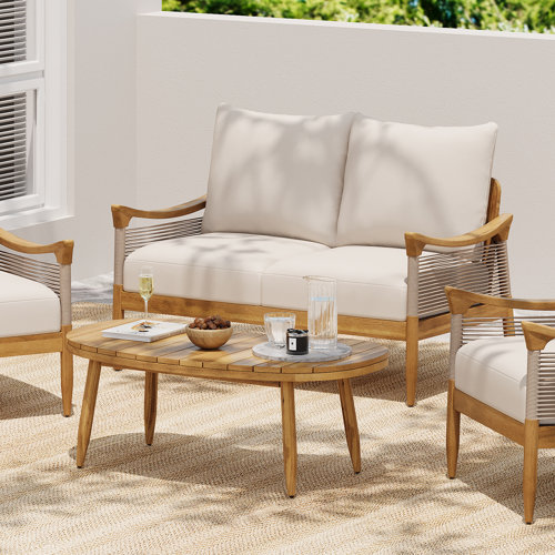 2 Person Wood Patio Conversation Sets You'll Love | Wayfair