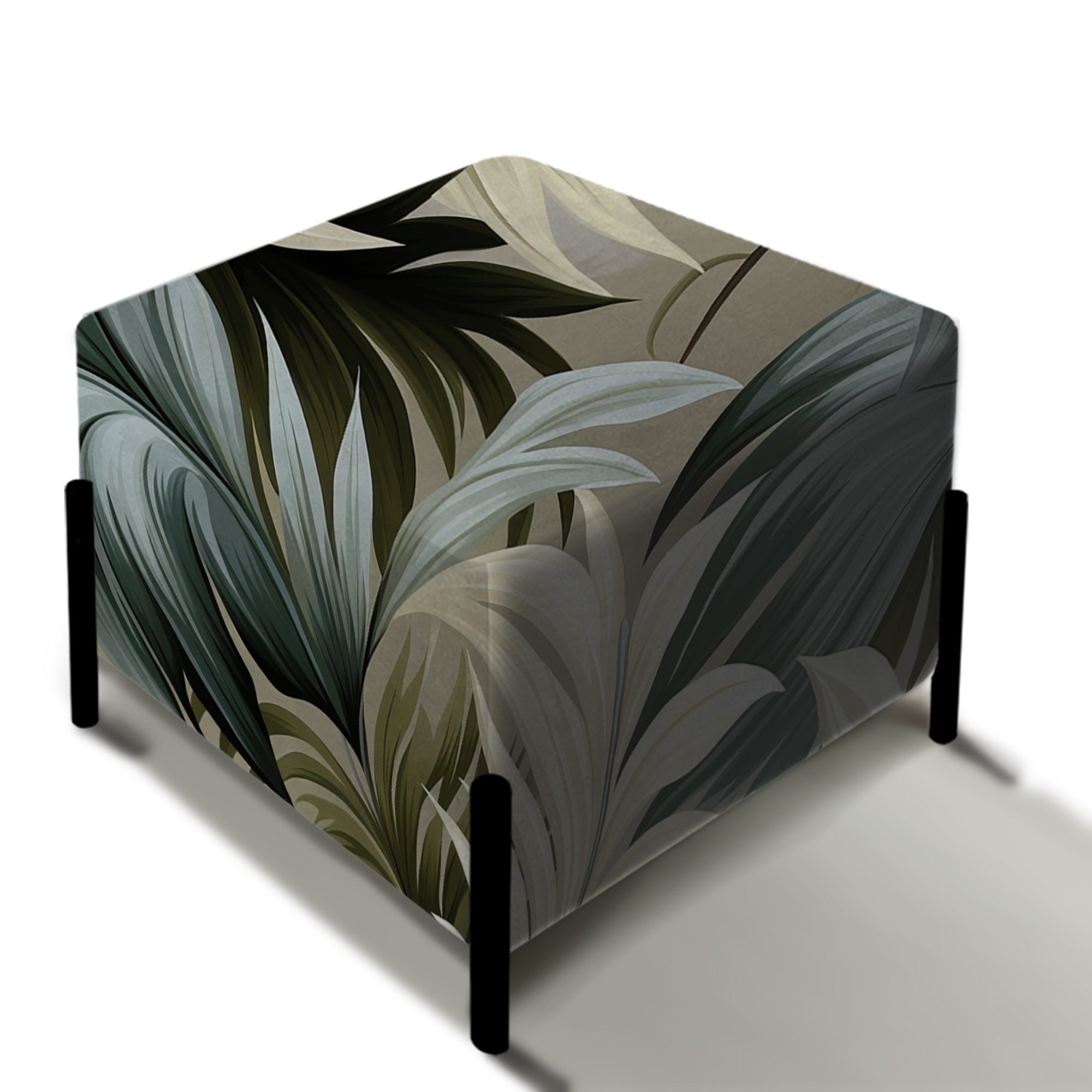 Design Art Neutral Oasis Tropical Pattern - Tropical Square Ottoman ...