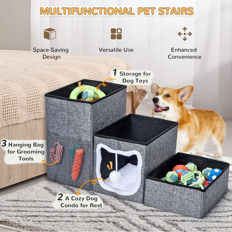 Archie & Oscar™ Dog Stairs For Small Dogs, Foldable Pet Steps For High ...