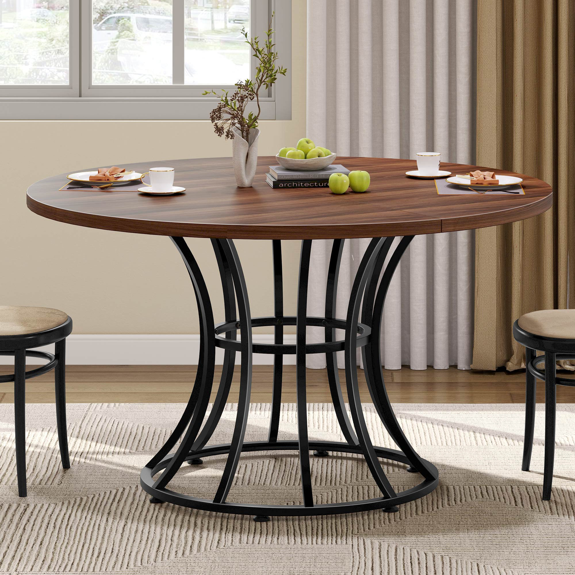 Mercer41 45" Round Dining Table For 4-6 People, Kitchen Table With ...