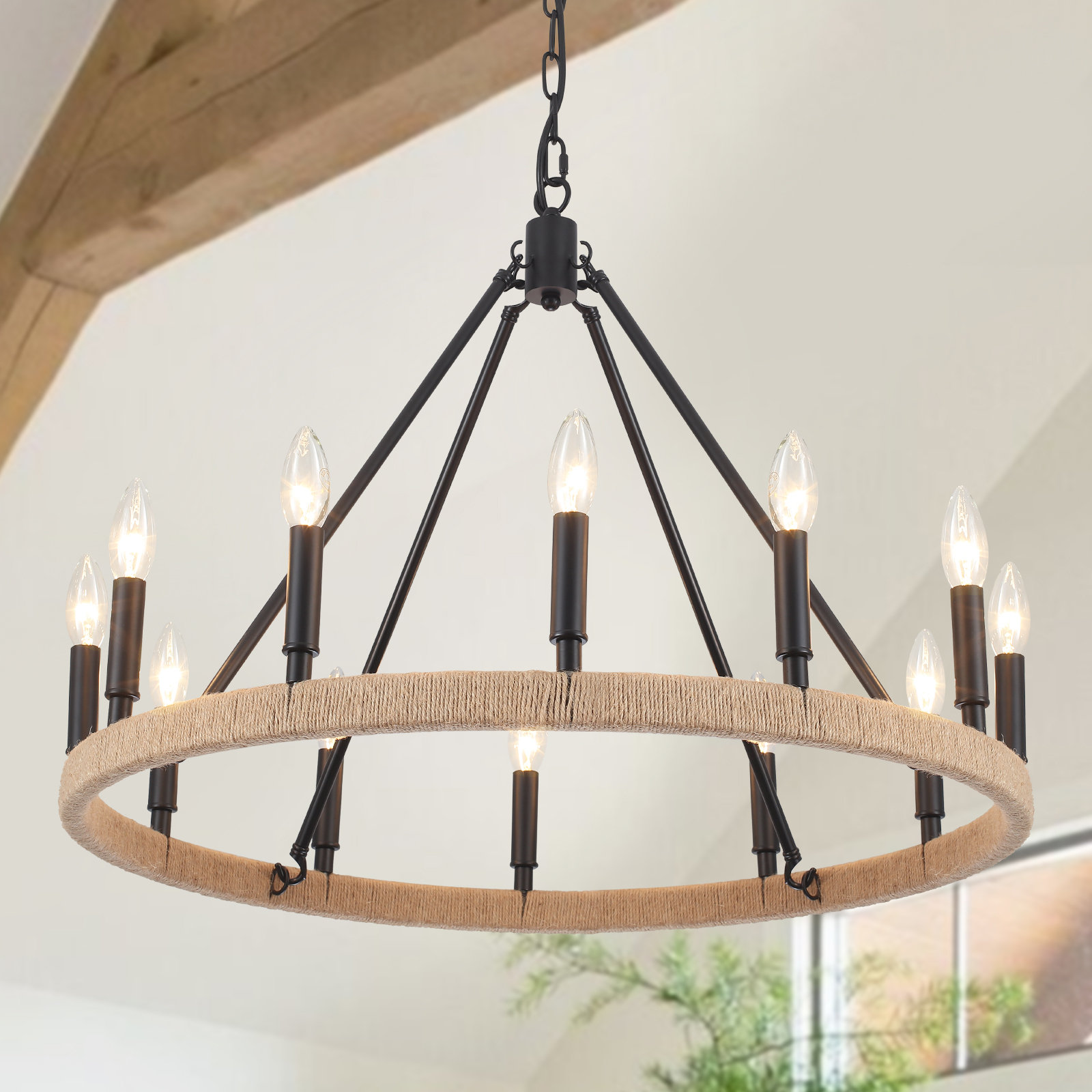 Sand & Stable™ Hendon Kitchen Island Wagon Wheel Chandelier Farmhouse ...