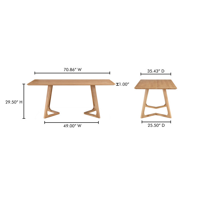 AllModern Fischer 71'' Ash Solid Wood Dining Table & Reviews | Wayfair