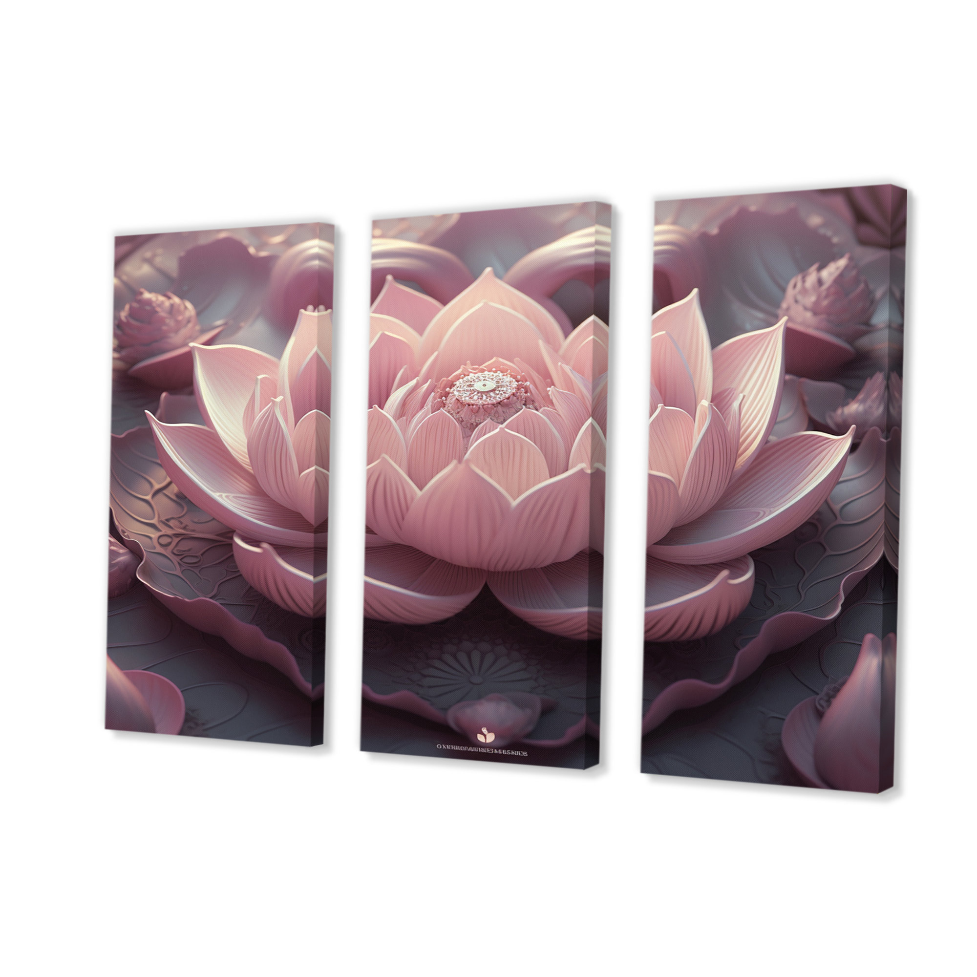 Design Art Blooming Delicate Pink Lotus IV - Lotus Canvas Art Print Set ...