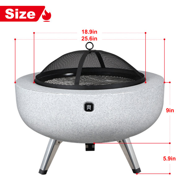 Corrigan Studio® 25.6" Round Fire Pit Table with Foldable Legs & Lid ...