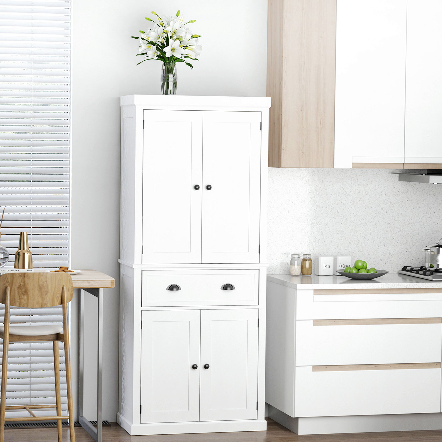 George Oliver Freestanding Kitchen Pantry Cabinet, Tall Storage Cabinet ...