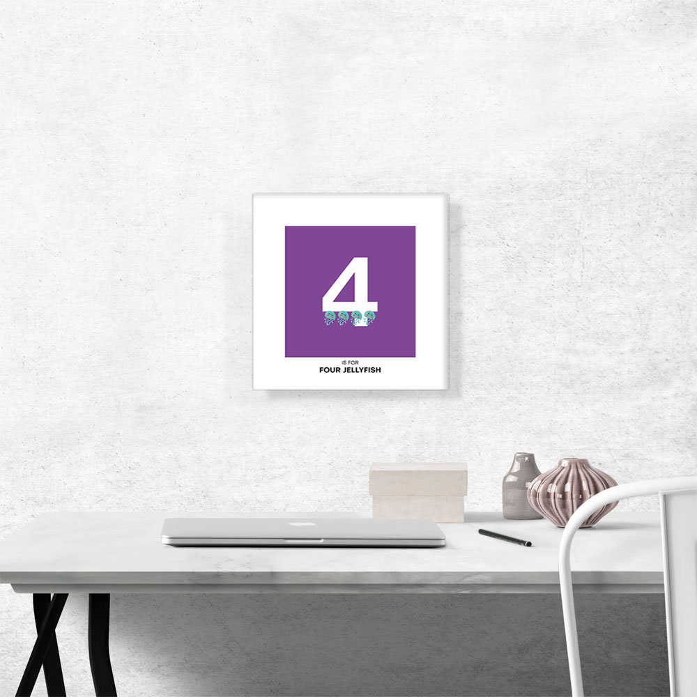 ARTCANVAS " Kids Animal Alphabet Number 4 Four Numeral " | Wayfair