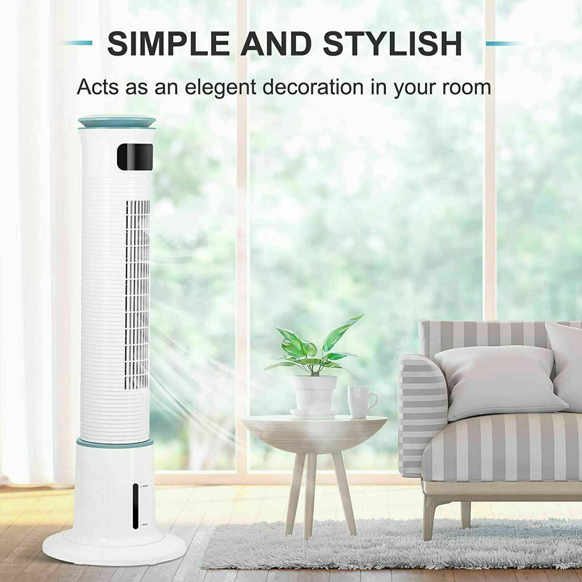 Simple Deluxe Mist Tower Fan, 12 Speeds & 3 Modes Settings Standing Fan ...
