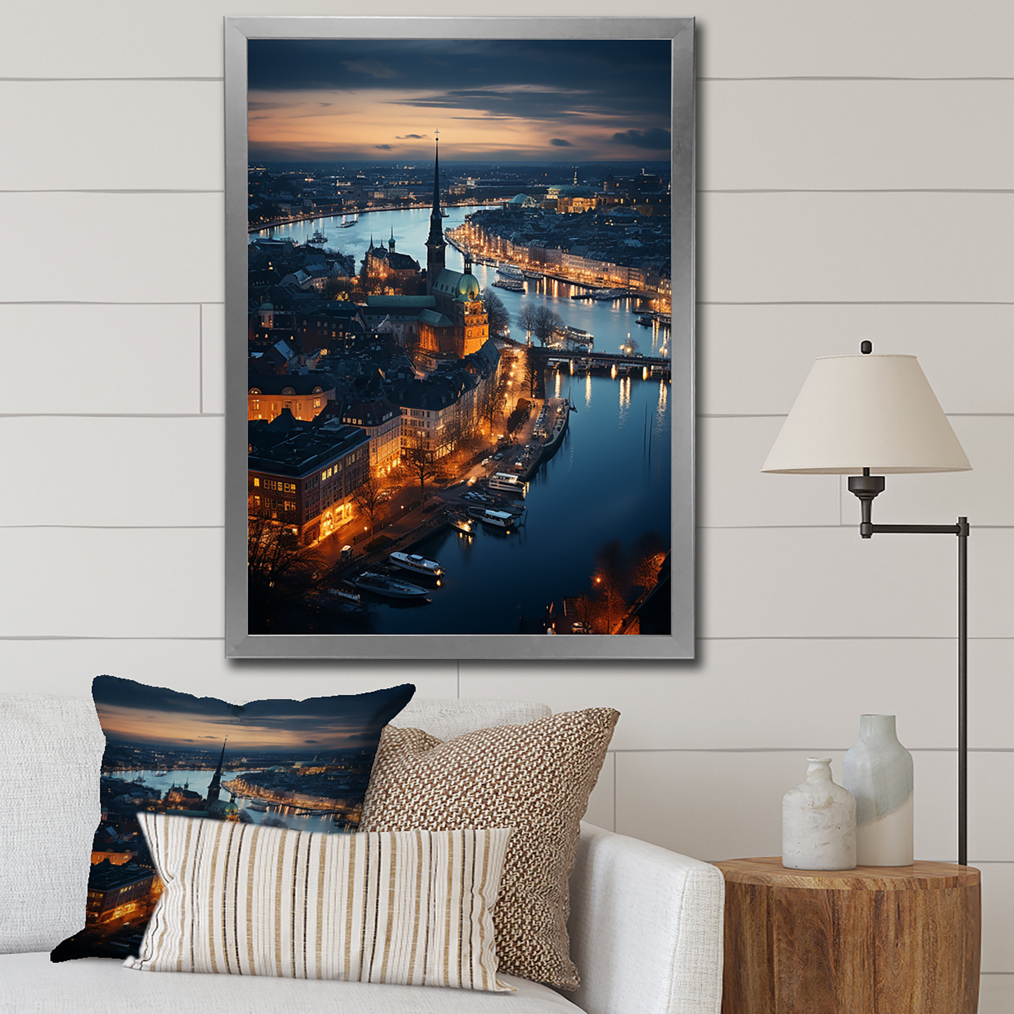 Latitude Run® Copenhagen Beautiful Cityscape Spot II Framed On Canvas ...