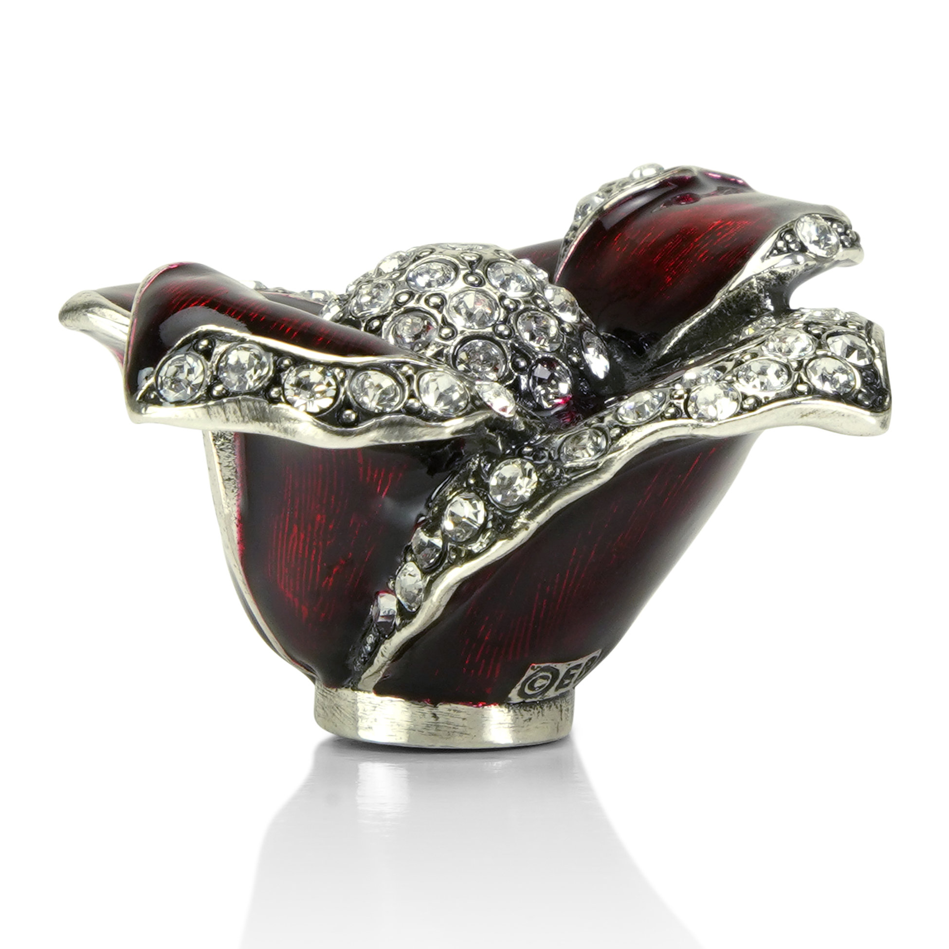 Edgar Berebi CHARTRES KNOB; GARNET WITH CLEAR CRYSTAL BURNISH SILVER ...