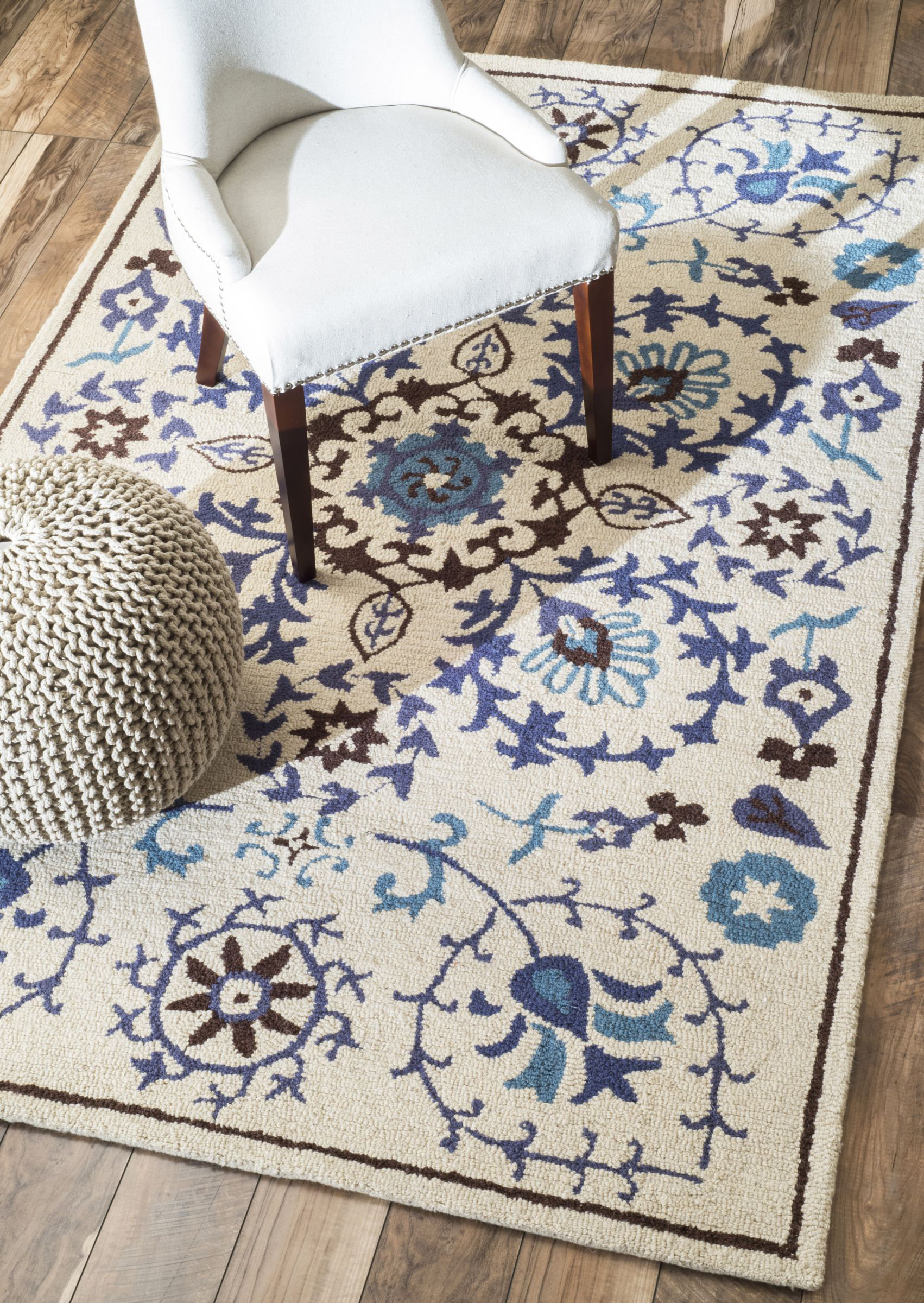 Bungalow Rose Bourget Moderna Tuscano Suzani Blue Area Rug | Wayfair