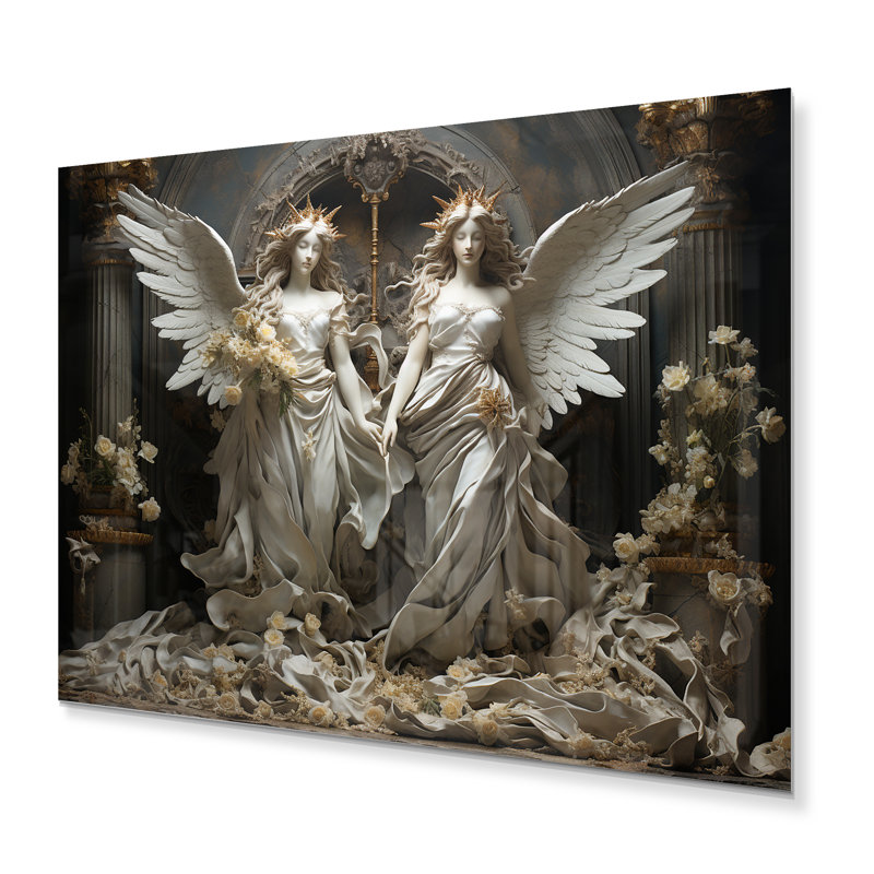 Trinx Church Angel Guardians II - Spiritual Metal Wall Decor | Wayfair