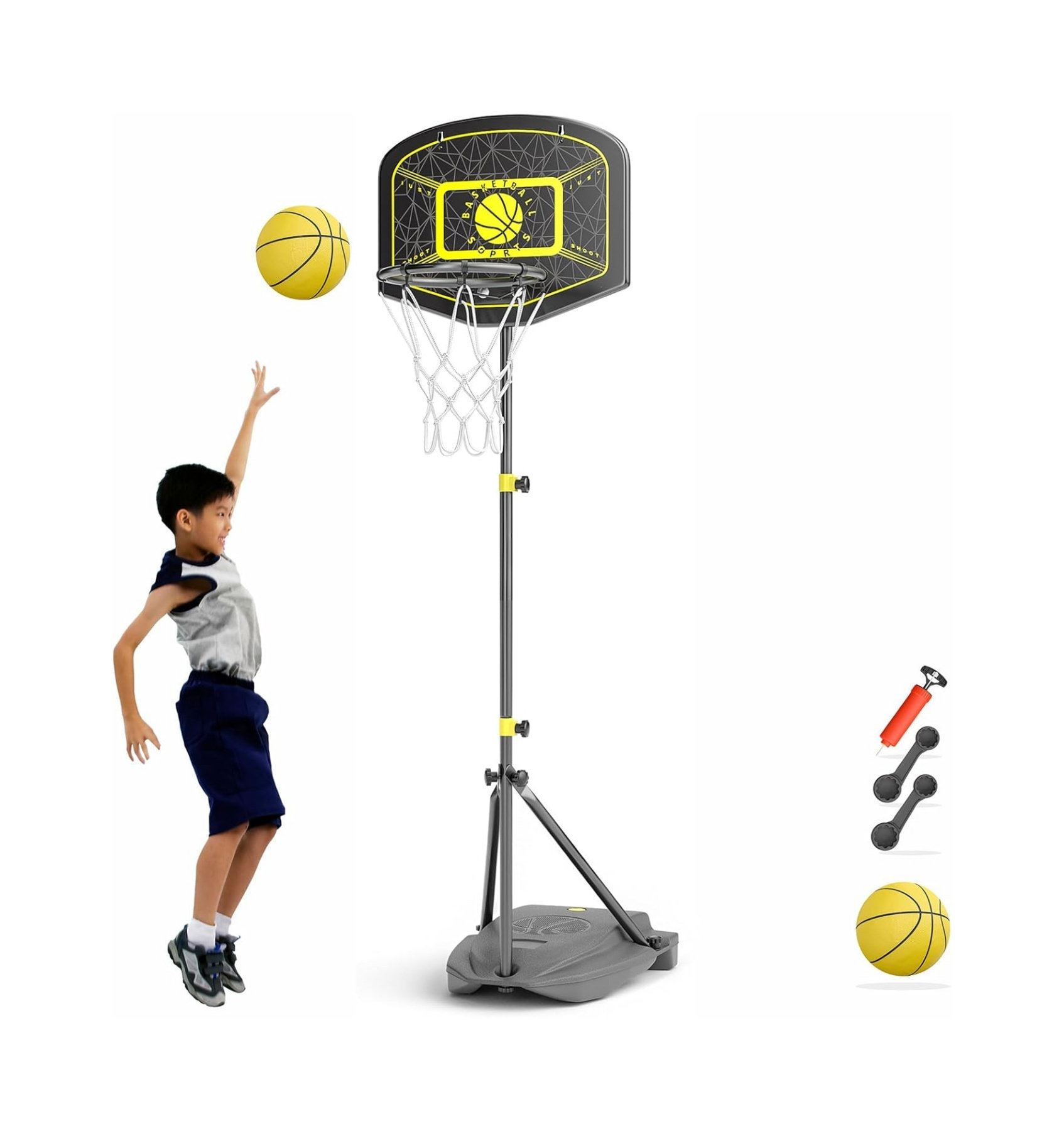 Phantoscope Kids Basketball Hoop Indoor Outdoor Portable Adjustable ...
