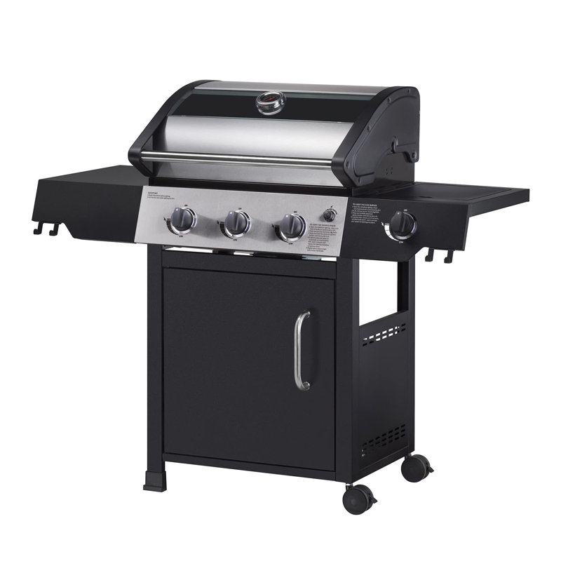 VANSTON 3 - Burner Countertop Liquid Propane Gas Grill with Side Burner ...