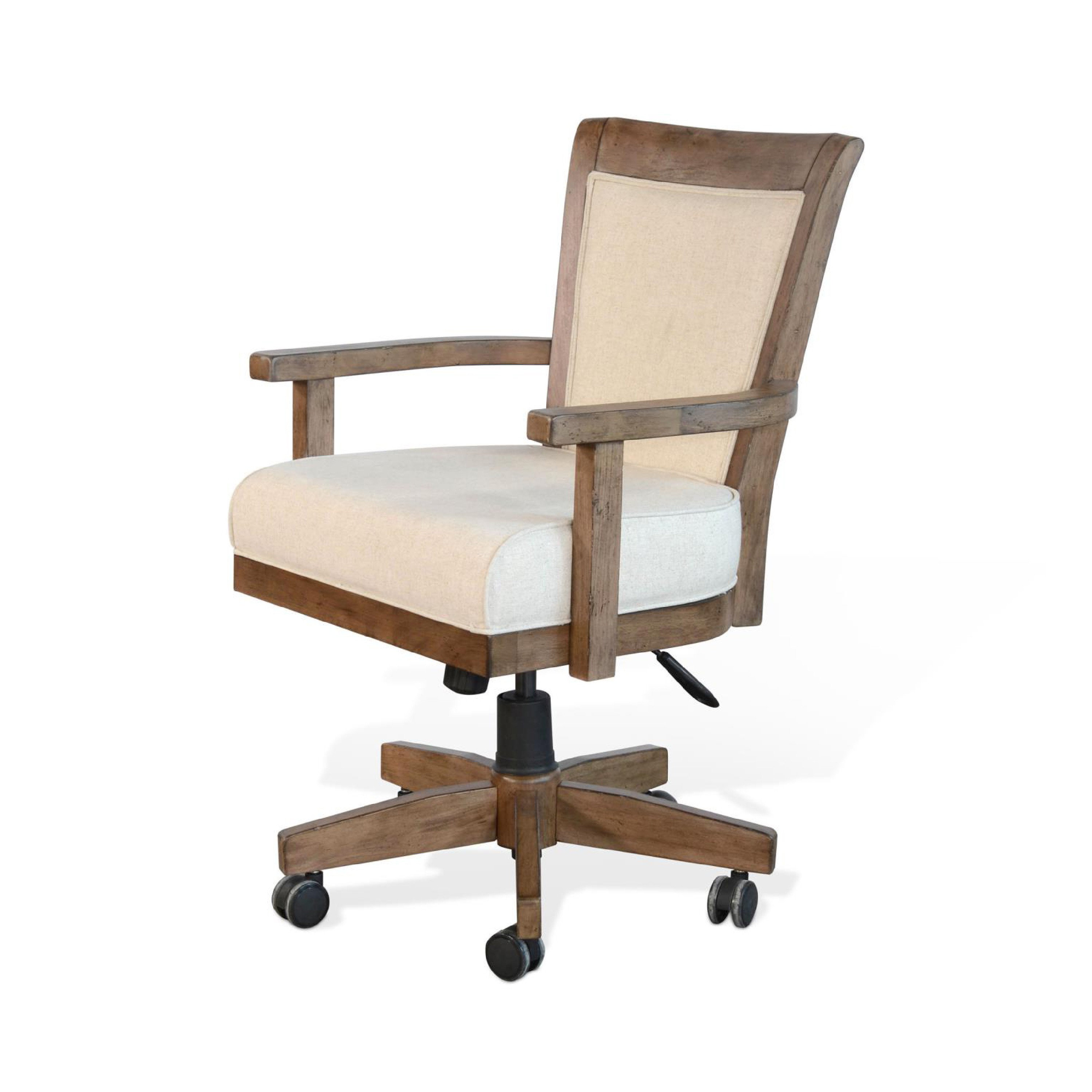 Benjara Yael Swivel Gaming Dining Chair, Adjustable Height, White Seat ...