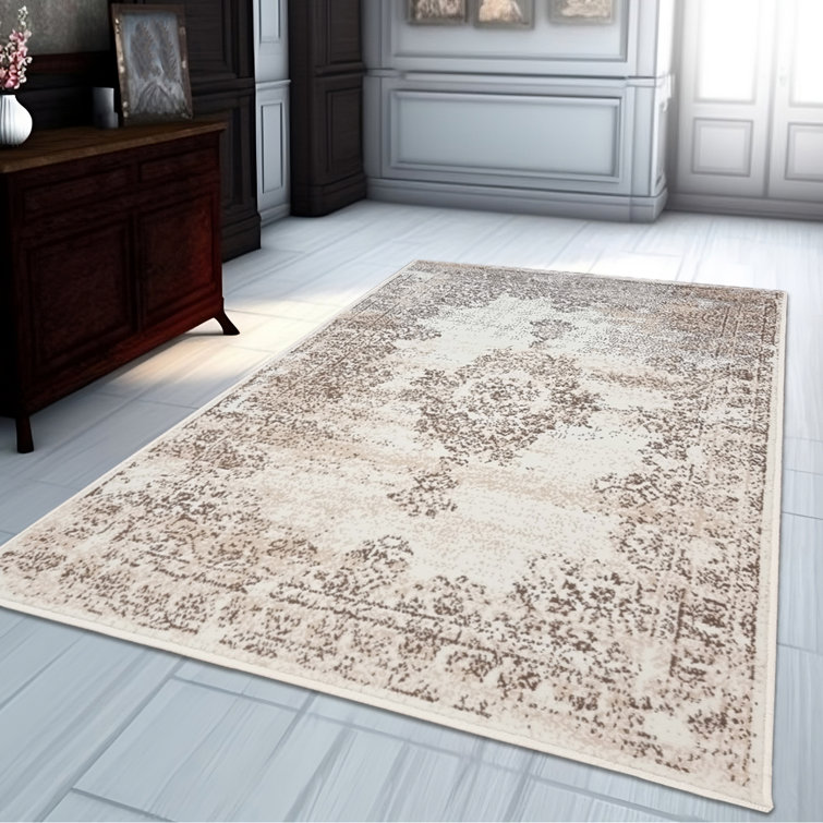 Williston Forge Chakra Machine Woven White/Beige Rug | Wayfair.co.uk
