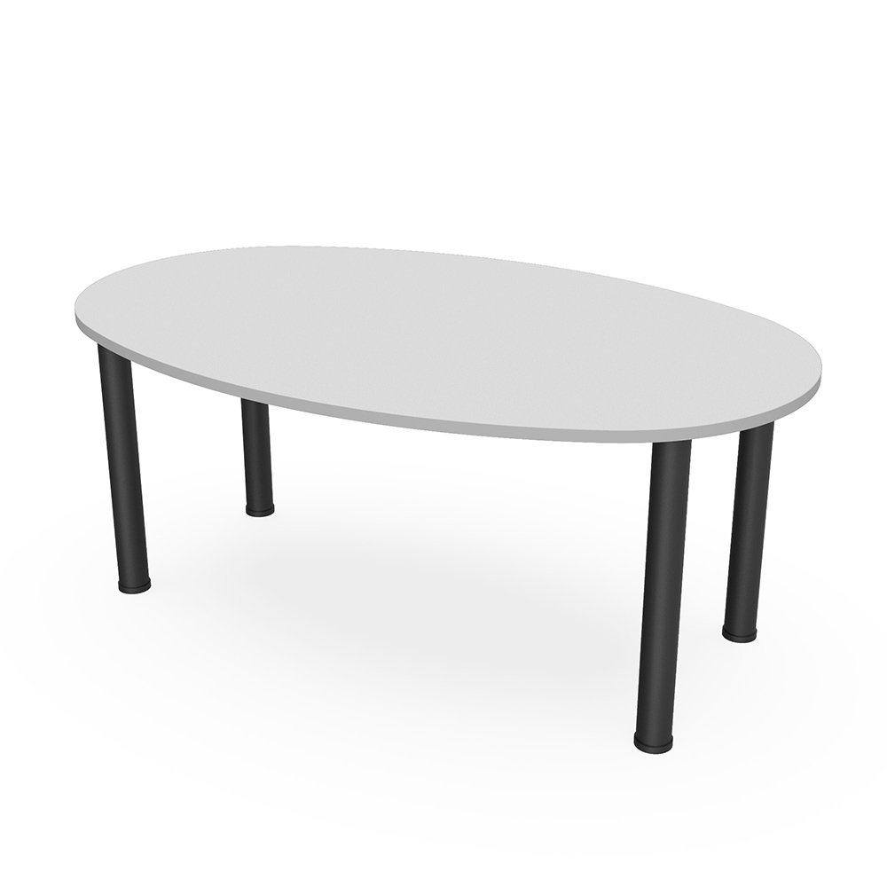 Inbox Zero 6x4 Oval Boat Meeting Room Table with Matte Black Post Legs ...