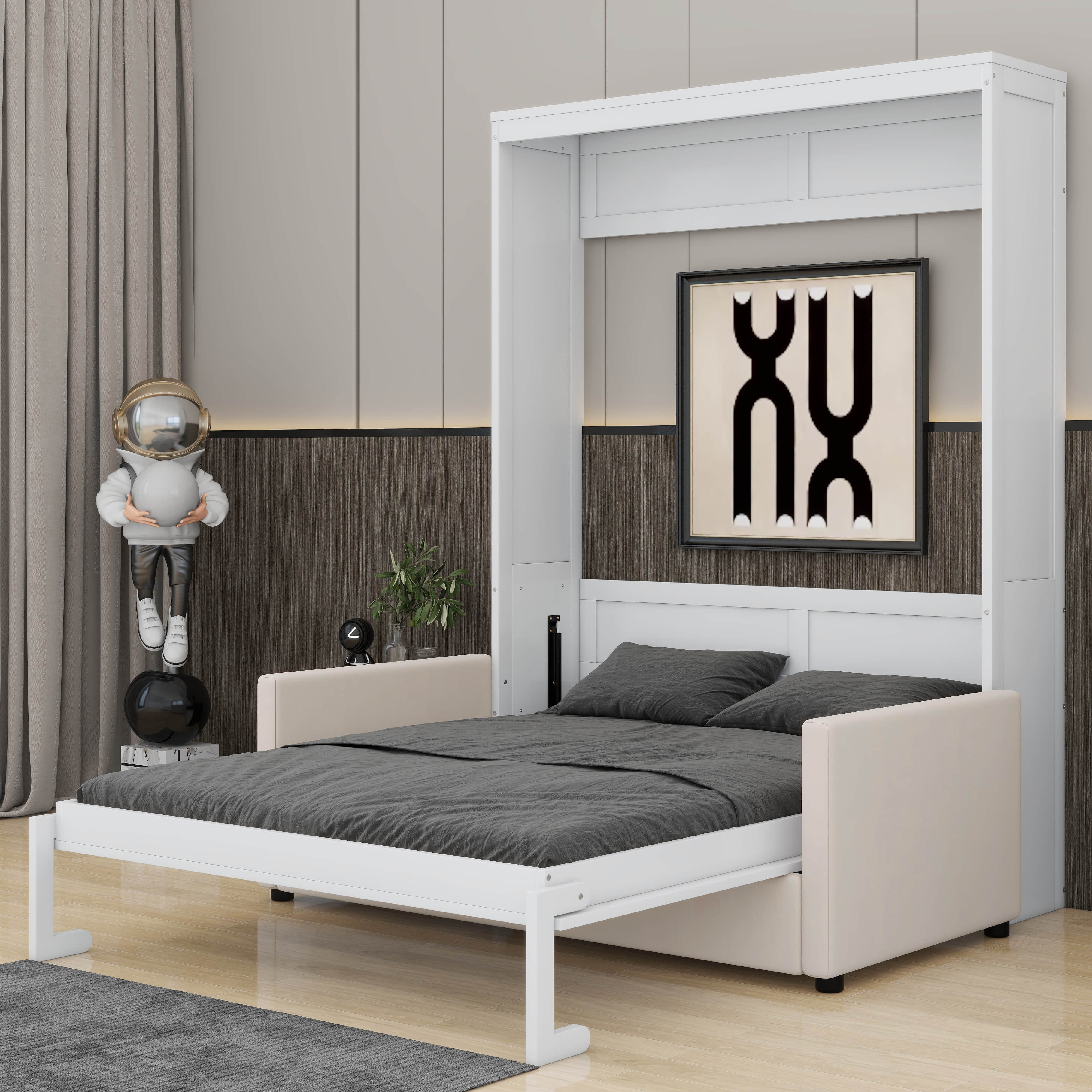 Wildon Home® Ellwyn Queen Size Murphy Bed Wall Bed with Cushion ...