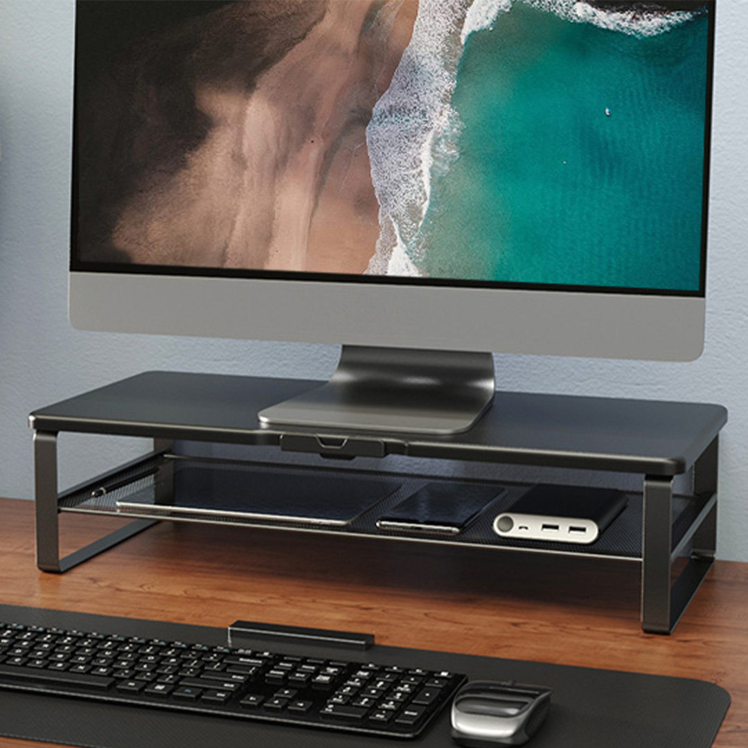 Inbox Zero 2-Tier Monitor Stand Riser with Phone Holder and Cable ...
