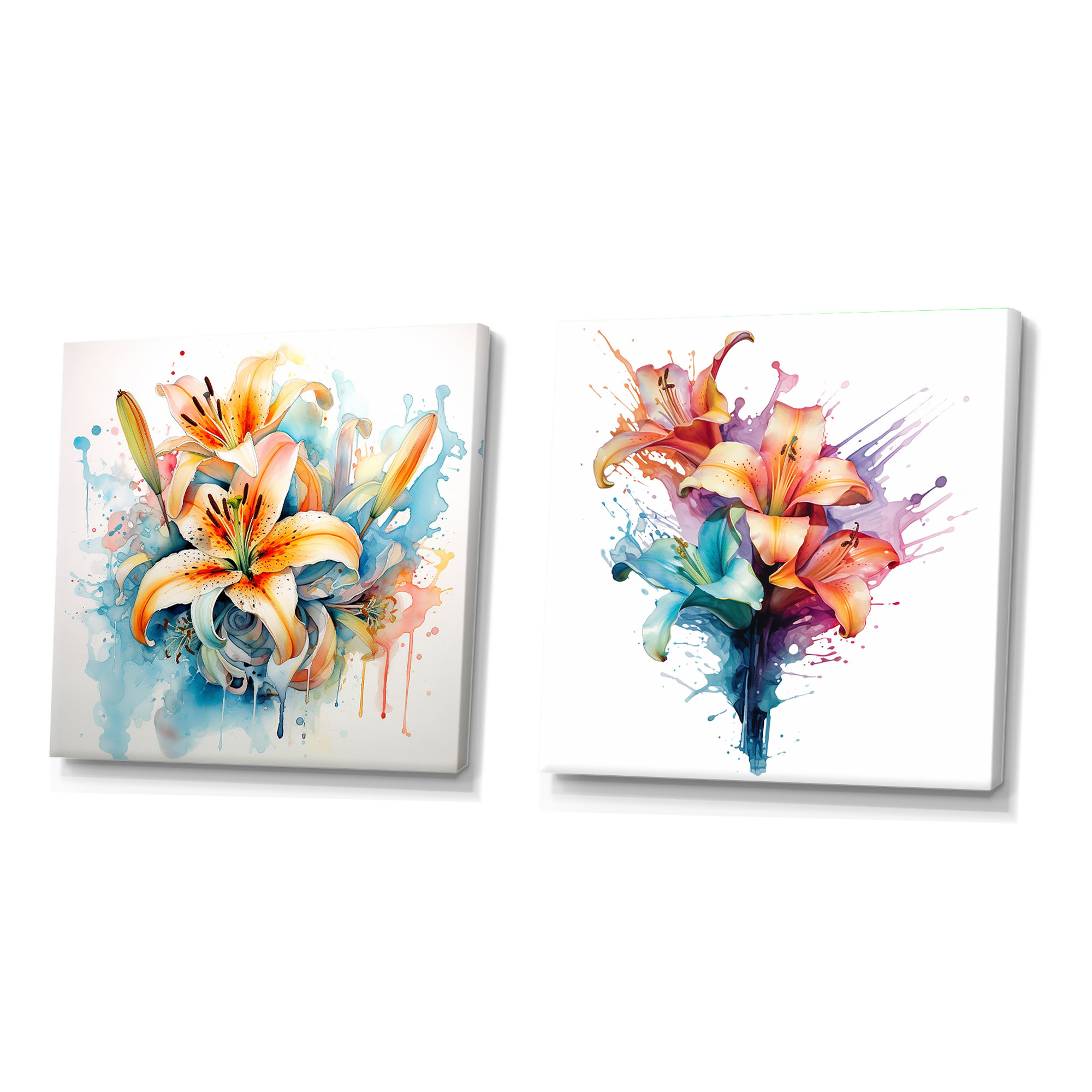 Lark Manor Watercolor Elegant Lily Purity - Lilies Square Collage Set ...