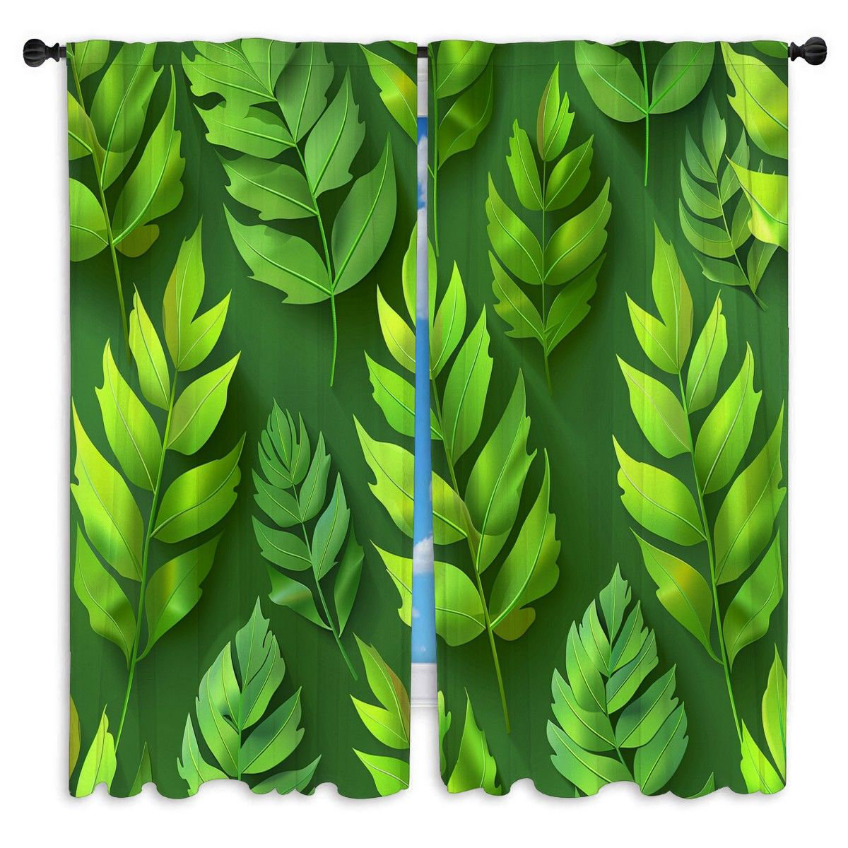 East Urban Home Leaf Design Window Curtains Nature Lush Foliage Drapes ...