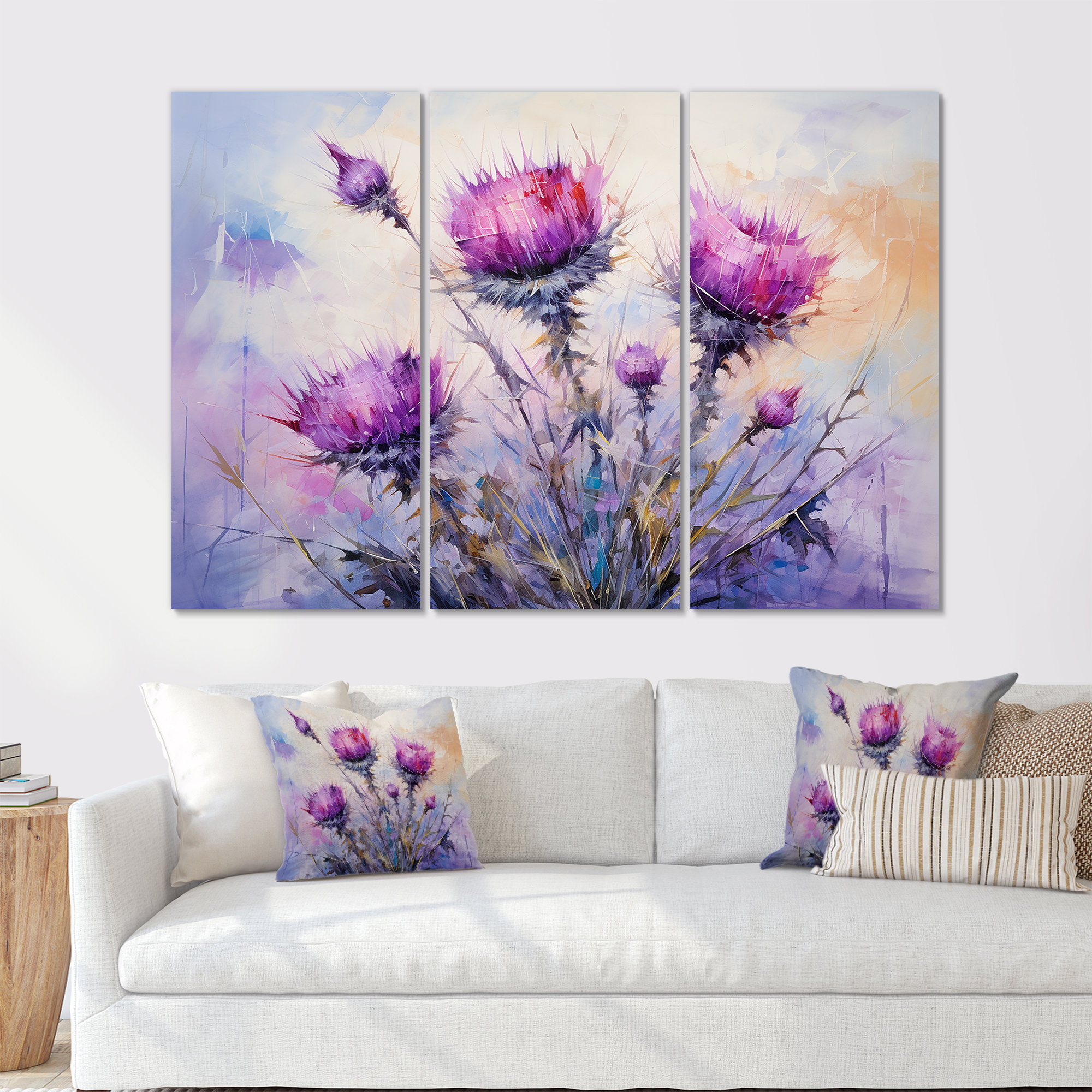 Lark Manor Royal Purple Thistles Thought - Thistle Wall Decor Set ...