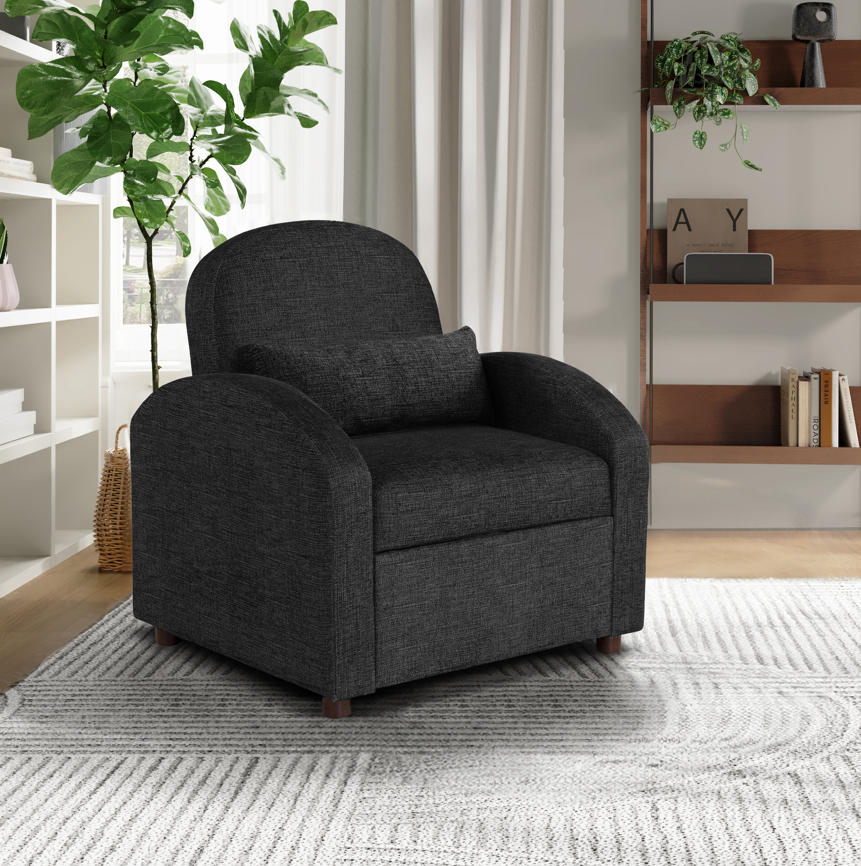Serta Toronto Convertible Chair in Chenille Fabric Black