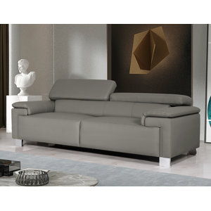 Ivy Bronx Chavely Genuine Leather Pillow Top Arm Sofa & Reviews ...